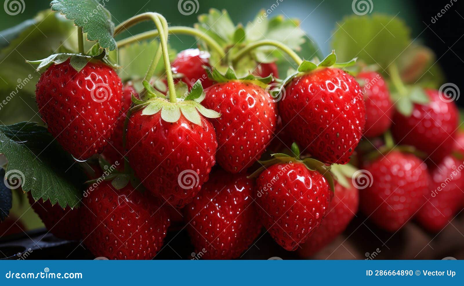 Strawberry in Orchard Plantation Close-up. Generative AI. Stock ...