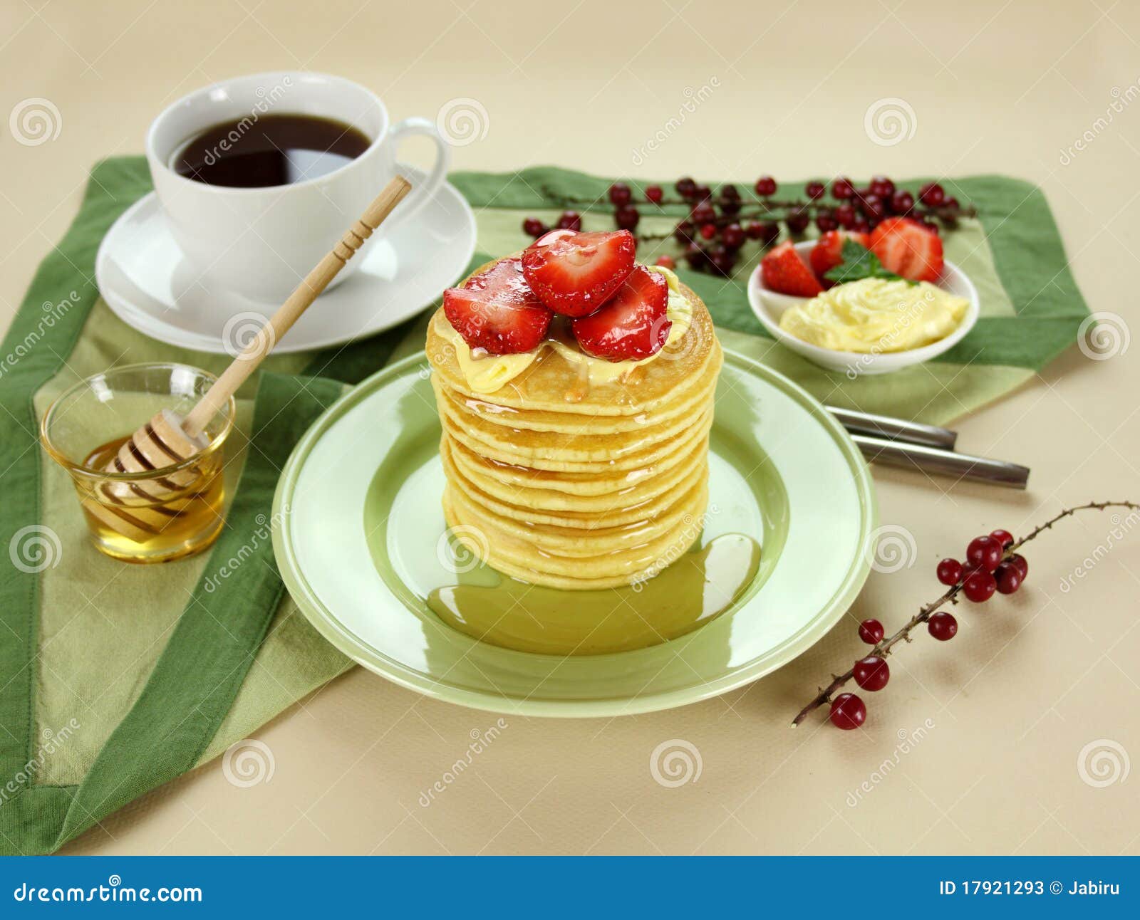 Strawberry Pancake Stack stock image. Image of extravagance - 17921293
