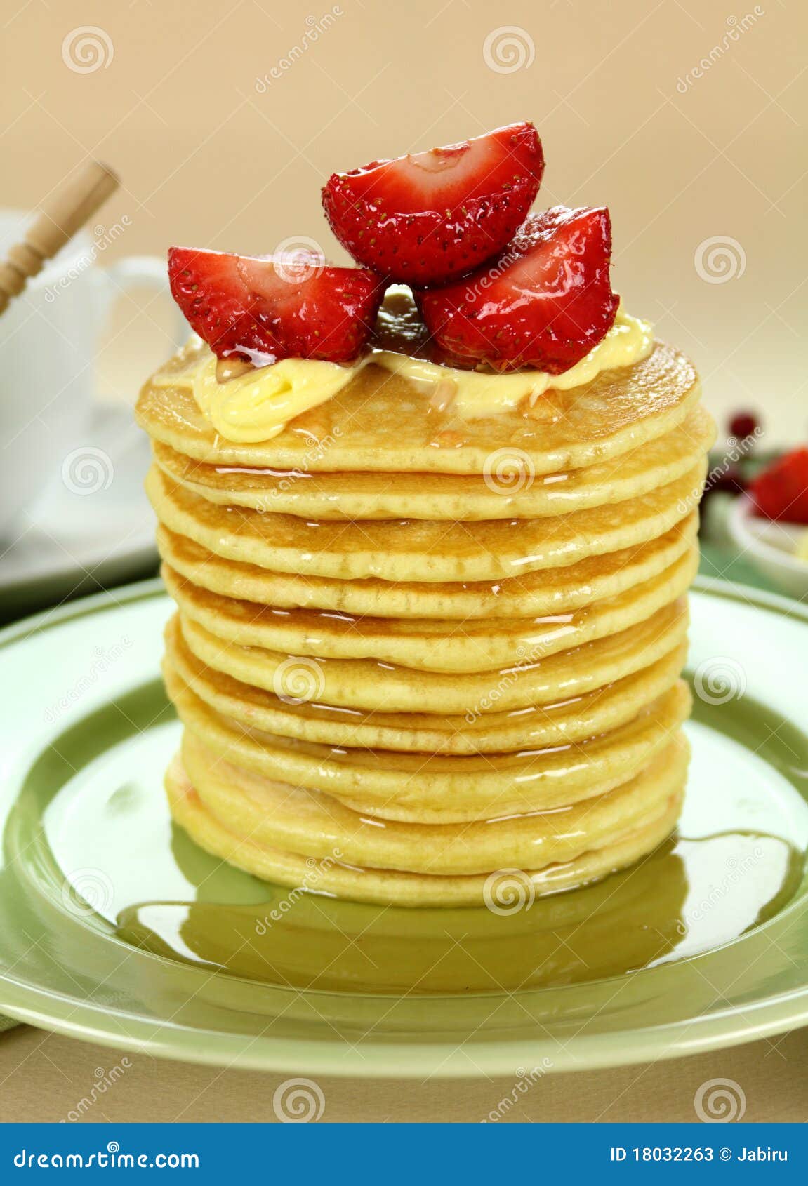 Strawberry Pancake Stack stock image. Image of dessert - 18032263