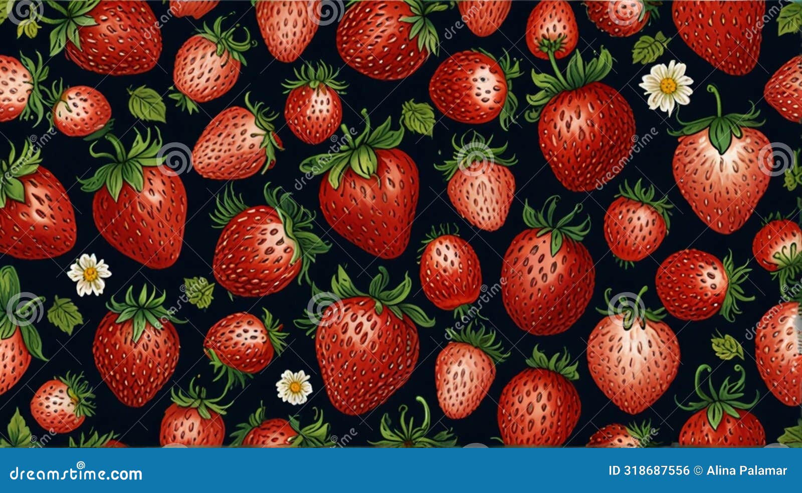 Strawberry Pattern, Botanical Repeating Design Stock Illustration ...