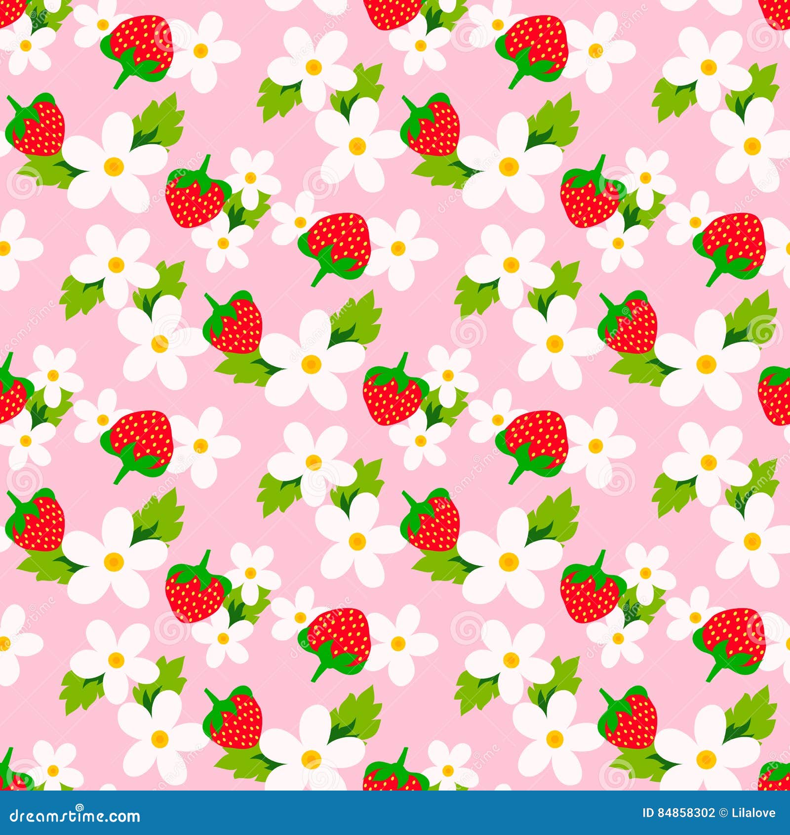 Strawberry Pattern with Flowers Stock Vector - Illustration of baby ...