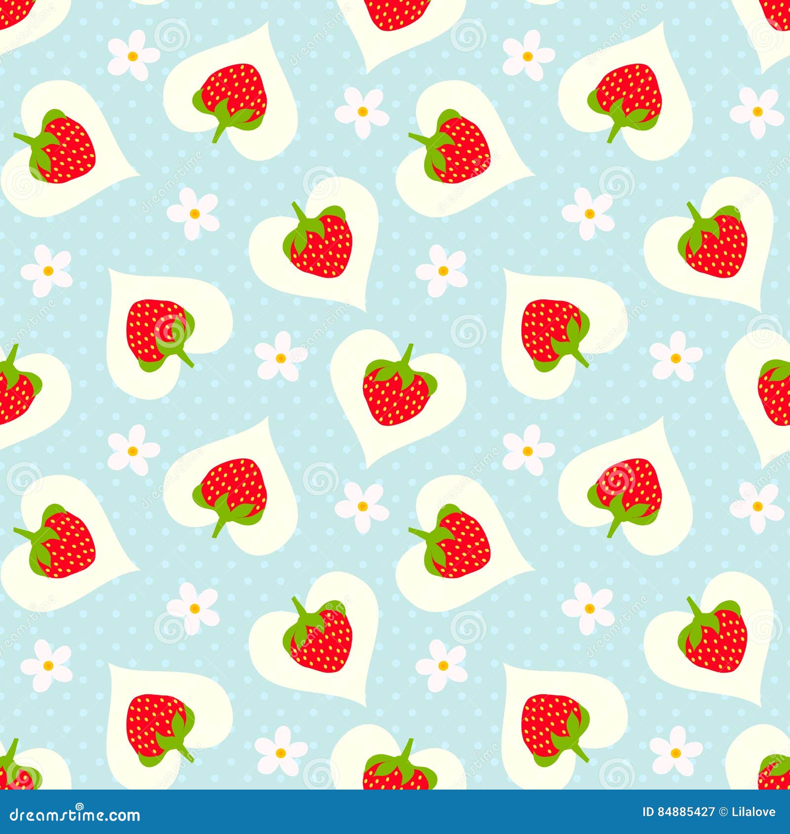 Strawberry Pattern with Flowers Stock Vector - Illustration of berry ...