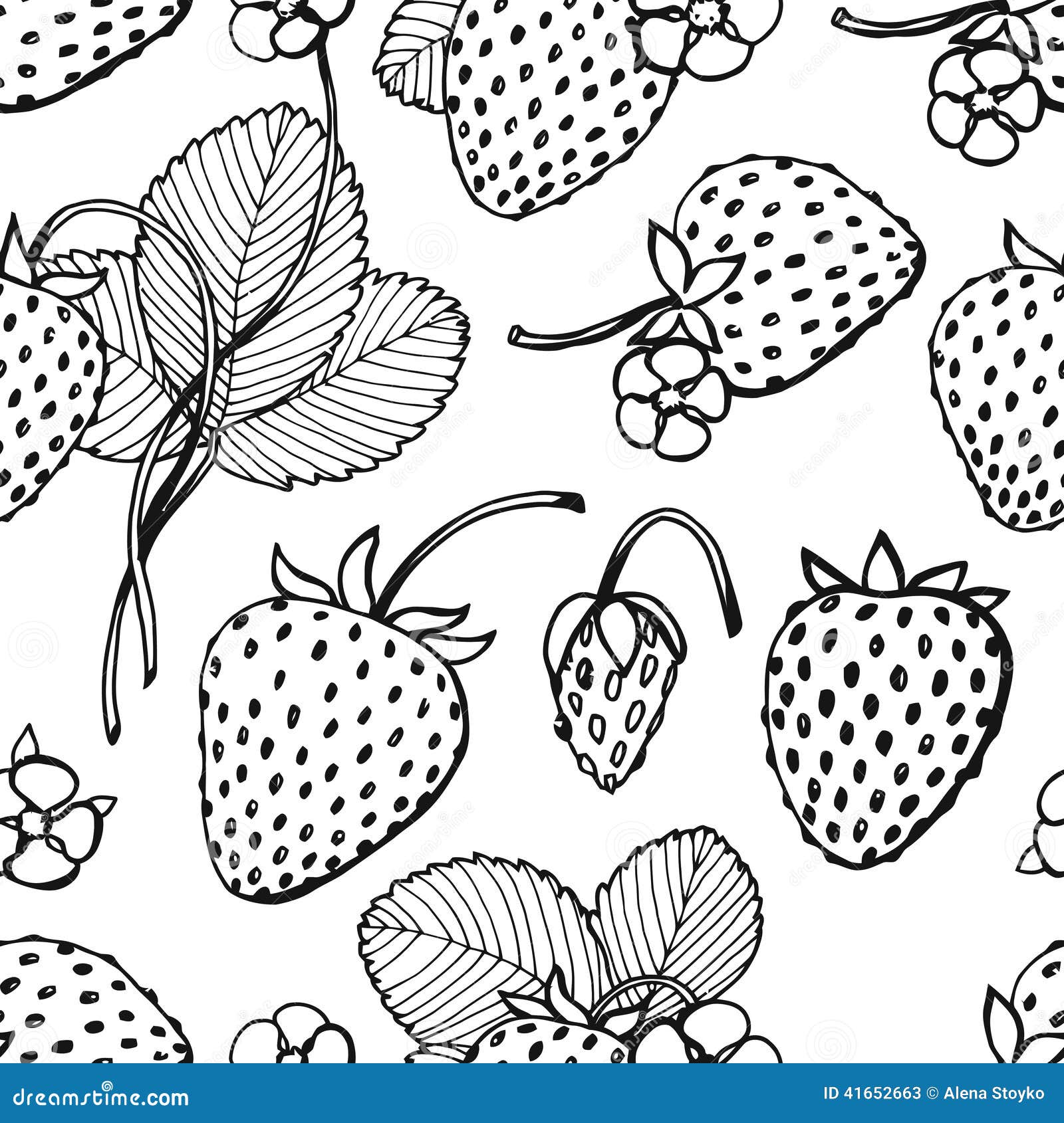 Strawberry pattern stock vector. Illustration of elements - 41652663