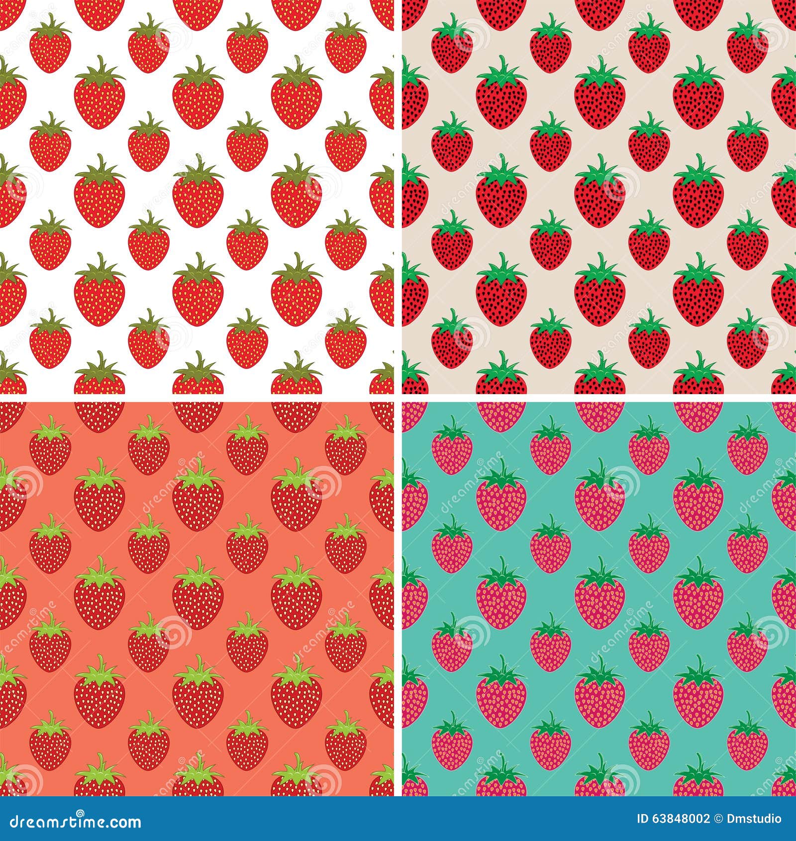 Strawberry Patterns, Vector Stock Vector - Illustration of fresh ...