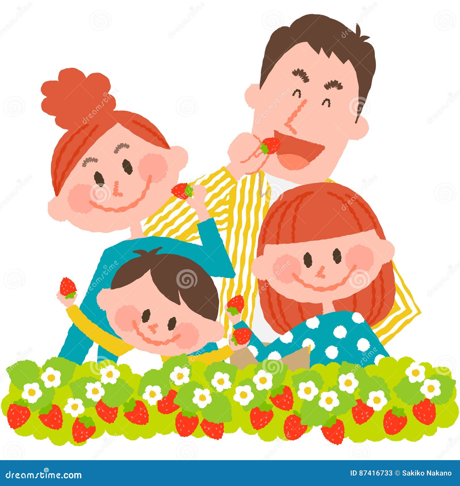 Strawberry picking stock vector. Illustration of children - 87416733