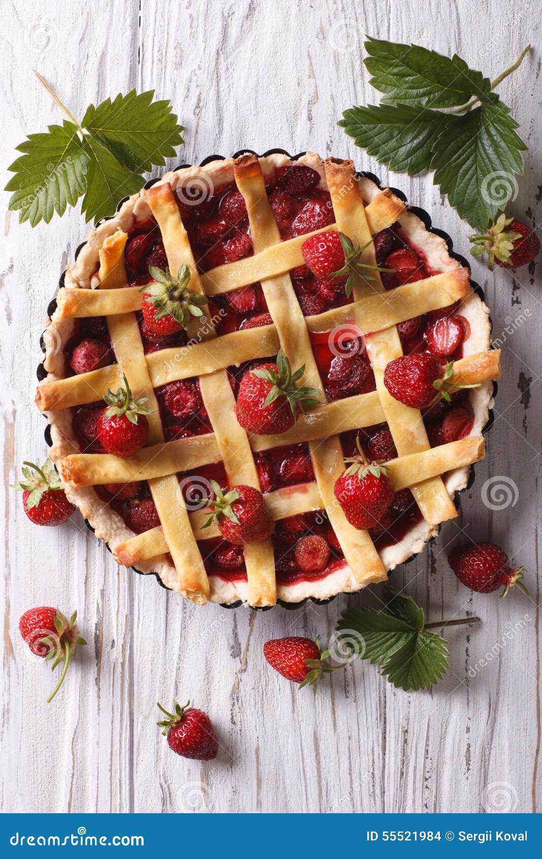 Strawberry Pie with Fresh Berries Vertical Top View Stock Photo - Image ...