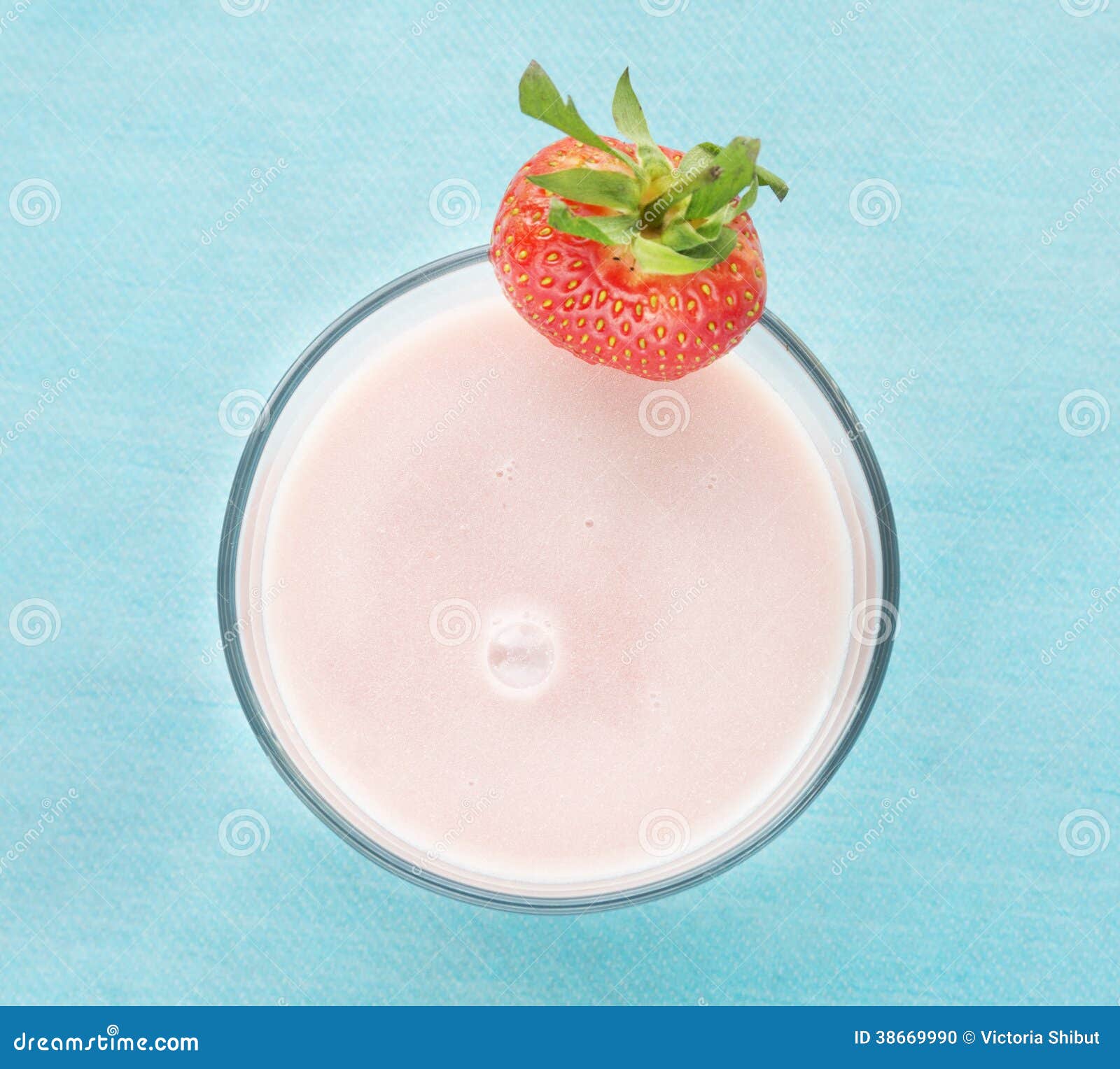 Strawberry Pink Milk Shake Top View Stock Photo - Image of cream, tasty ...