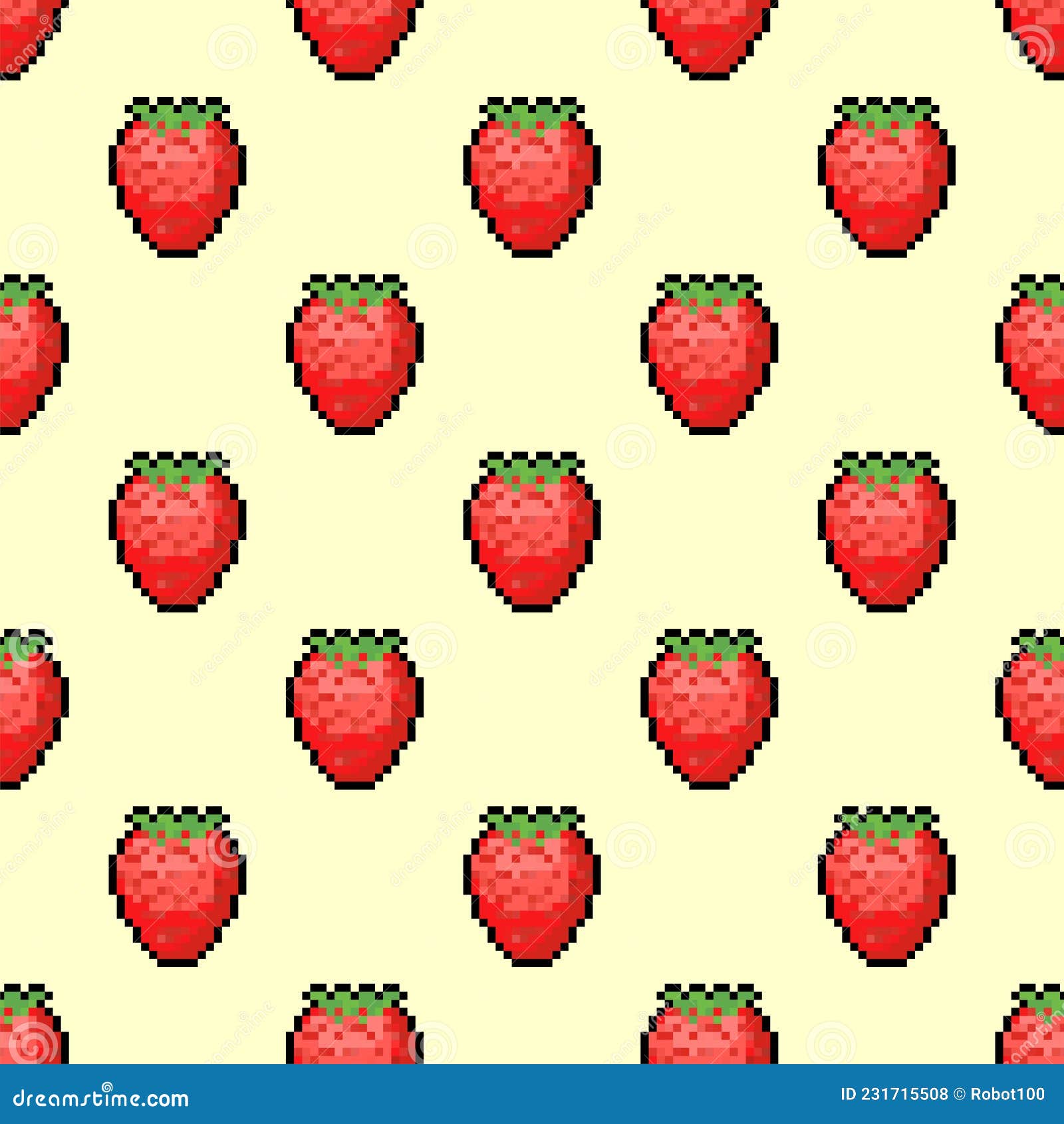 Strawberry Pixel Art Pattern Seamless. 8 Bit Red Berry Pixelated ...