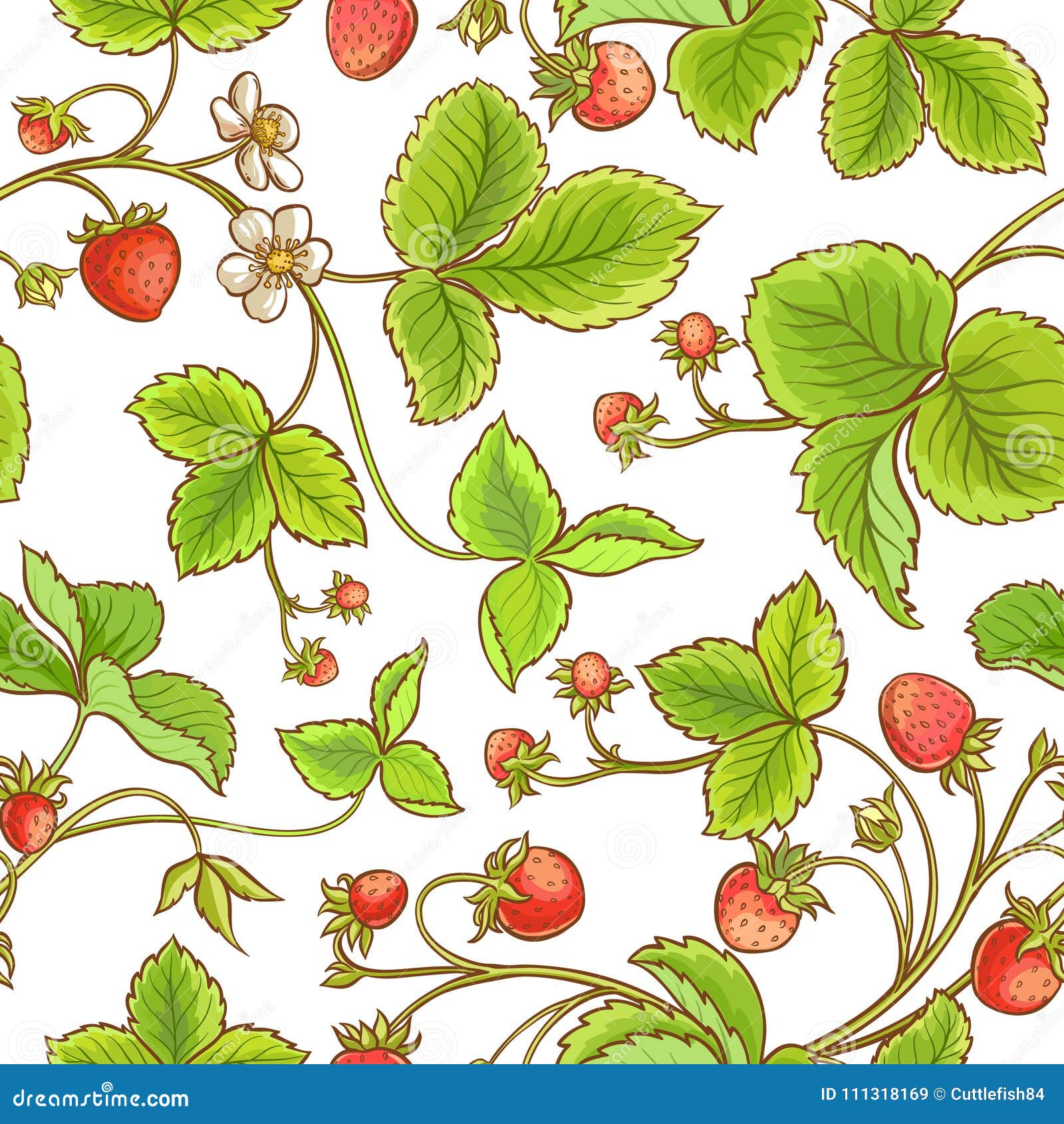 Strawberry Plant Vector Pattern Stock Vector - Illustration of fruit ...