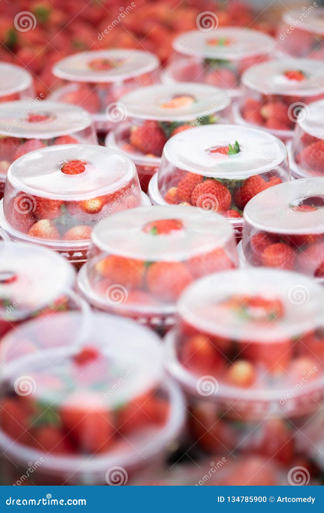 Strawberry in plastic box stock photo. Image of fruits - 134785900