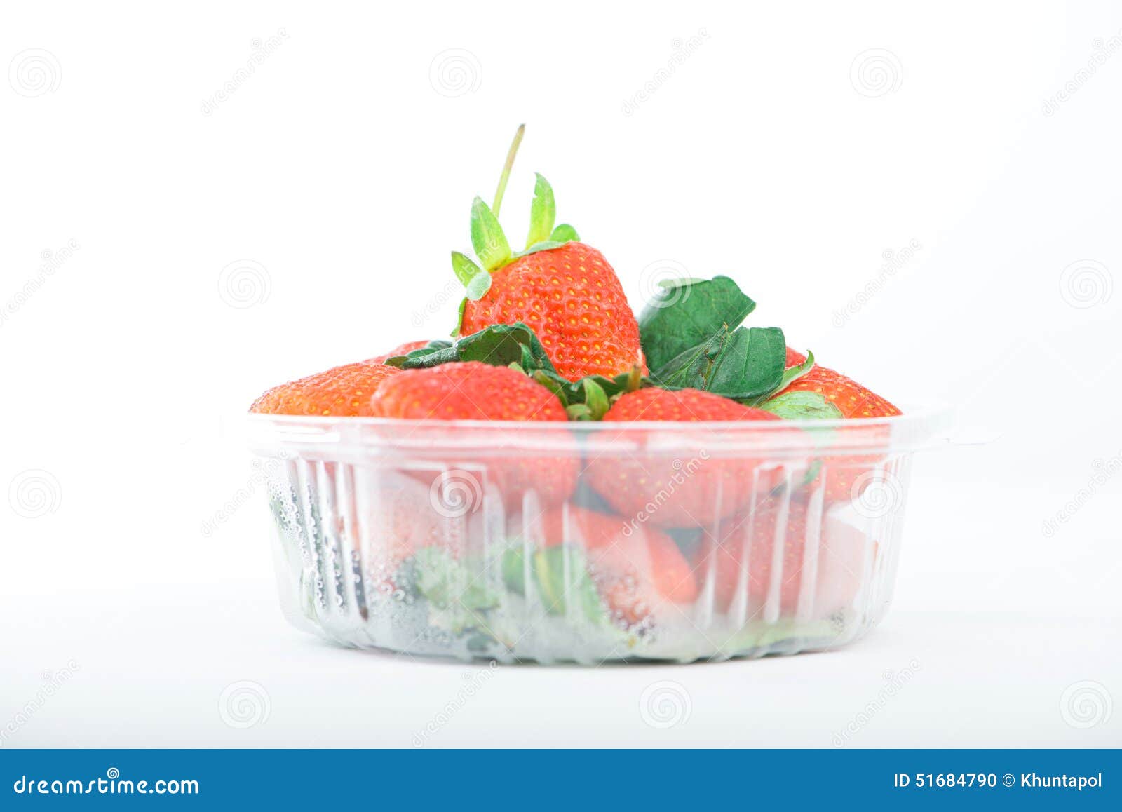 Strawberry in Plastic Box on White Stock Photo - Image of freshness ...