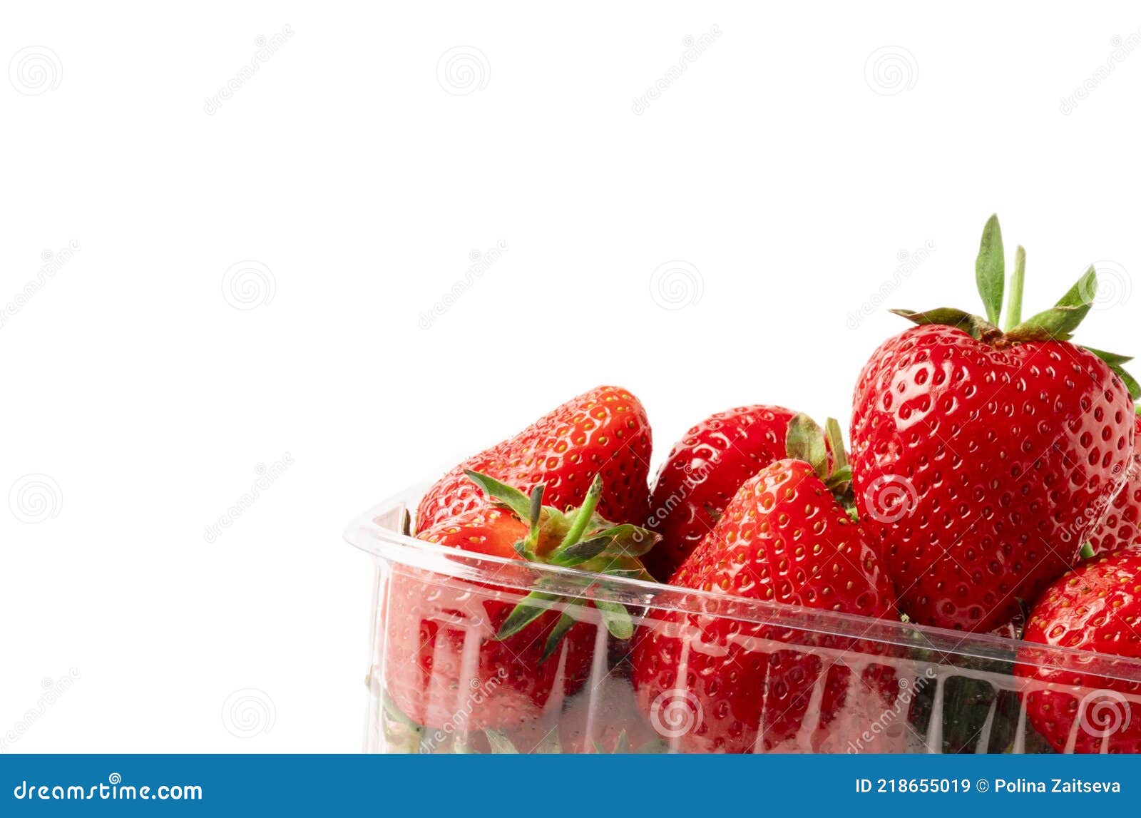 Strawberry in Plastic Container Isolated on White Background Stock ...