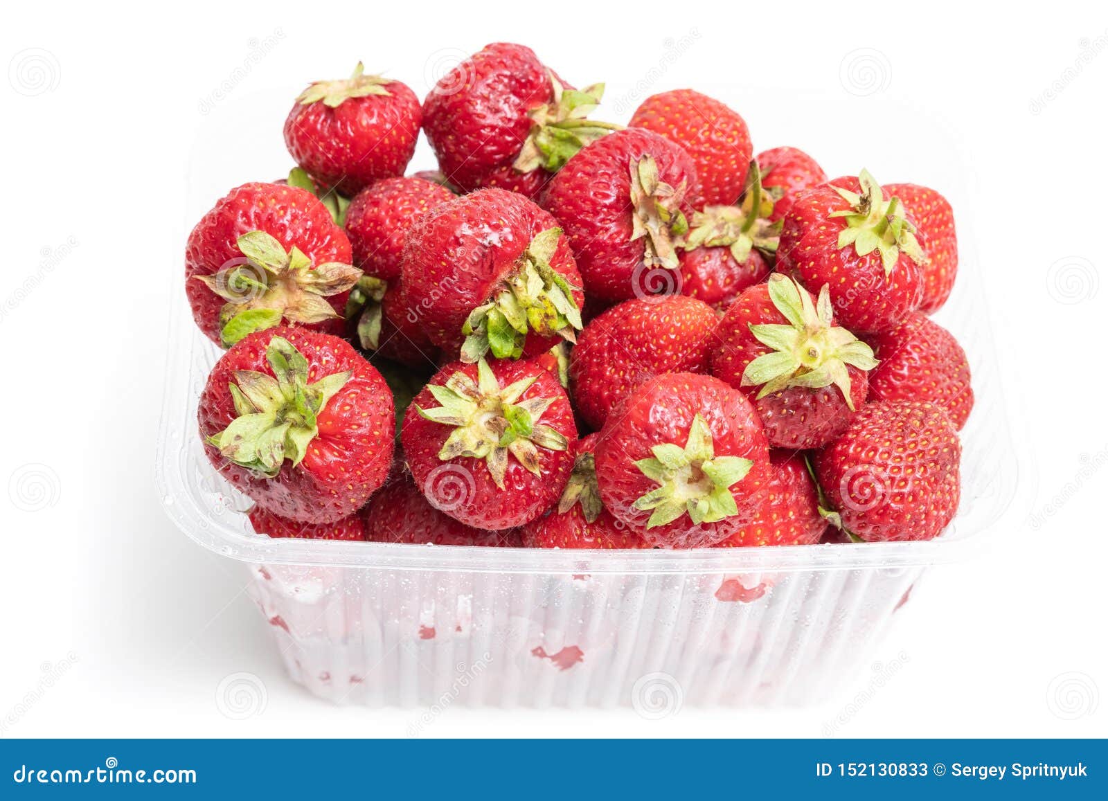 Strawberry in Plastic Transparent Container Box, Isolated on White ...