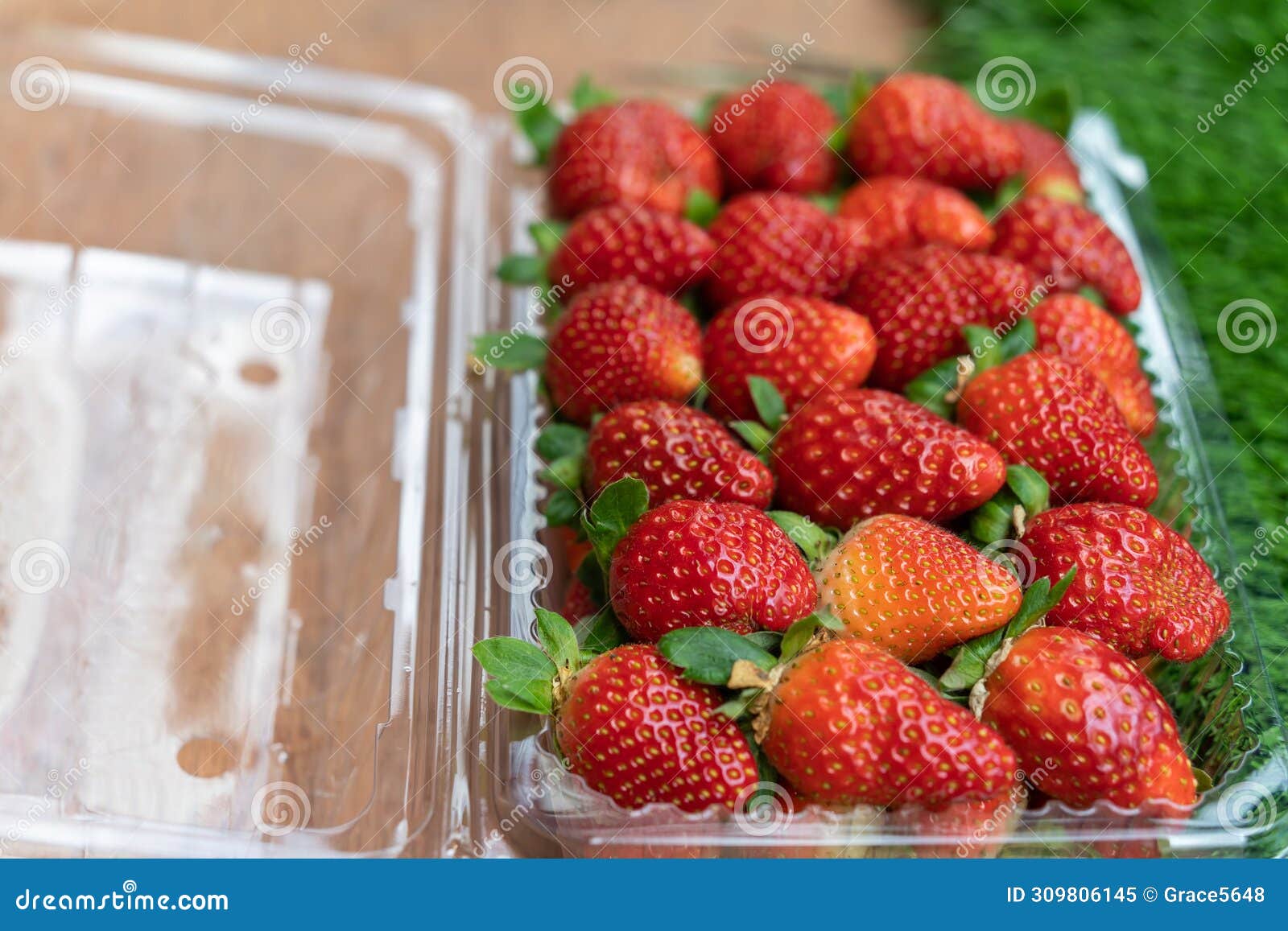 Strawberry in Plastic Transparent Container Box Stock Image - Image of ...