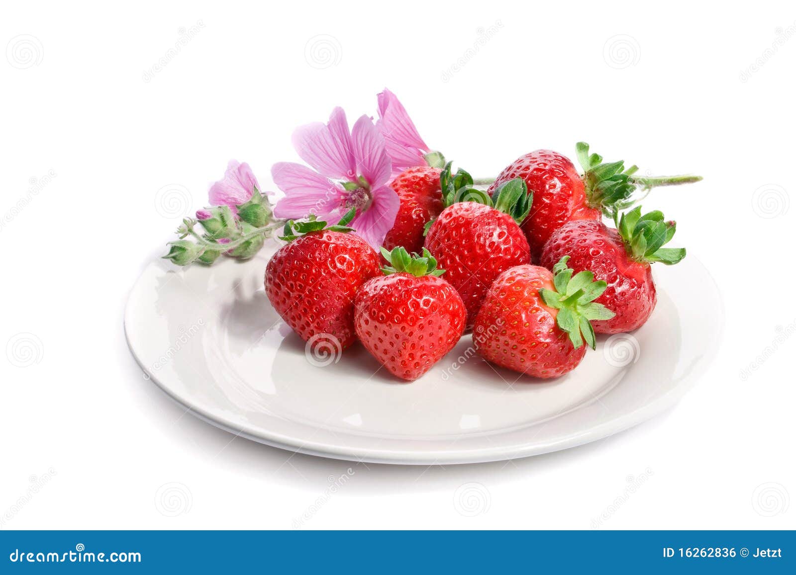 Strawberry on a Plate, Isolated on White Stock Photo - Image of diet ...