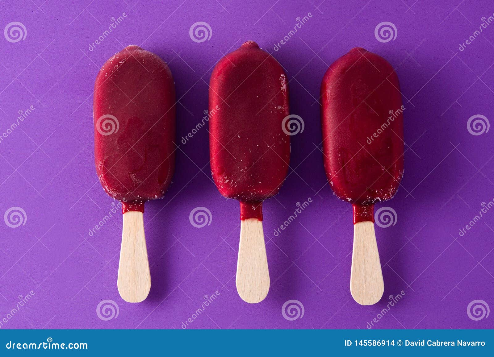 Strawberry Popsicle on Violet Background. Stock Photo - Image of ...