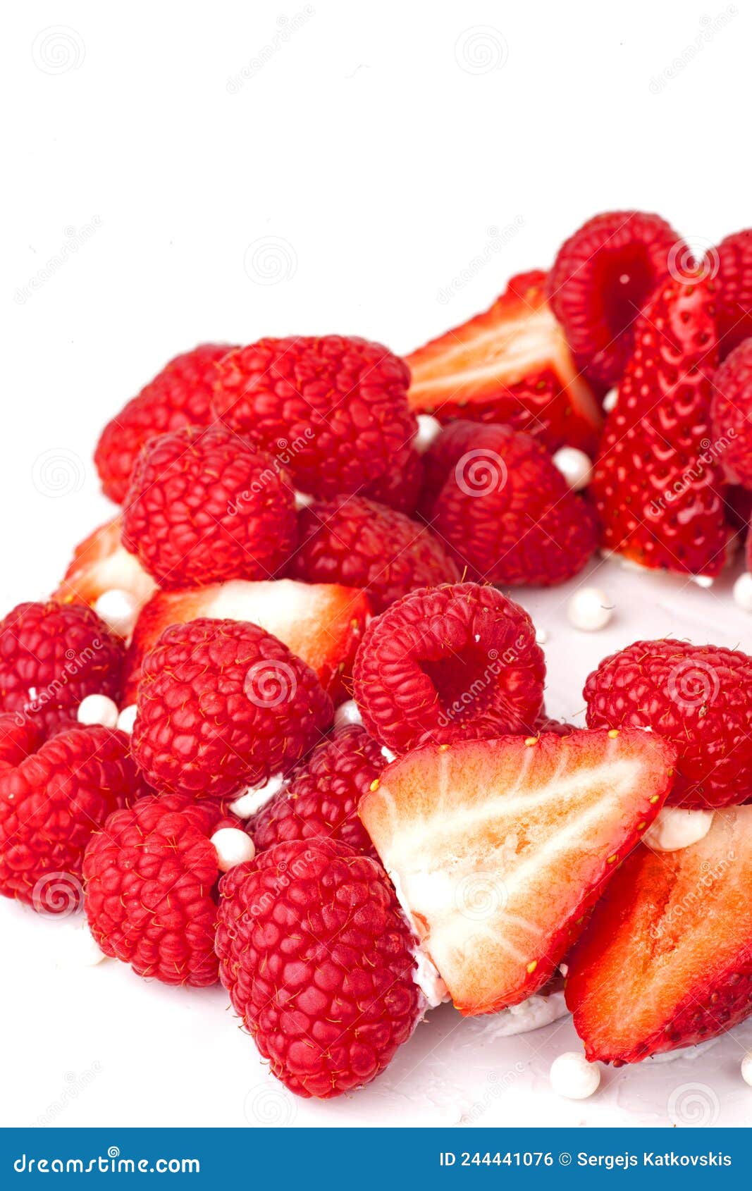 Strawberry and Raspberry on the Cake Stock Photo - Image of strawberry ...
