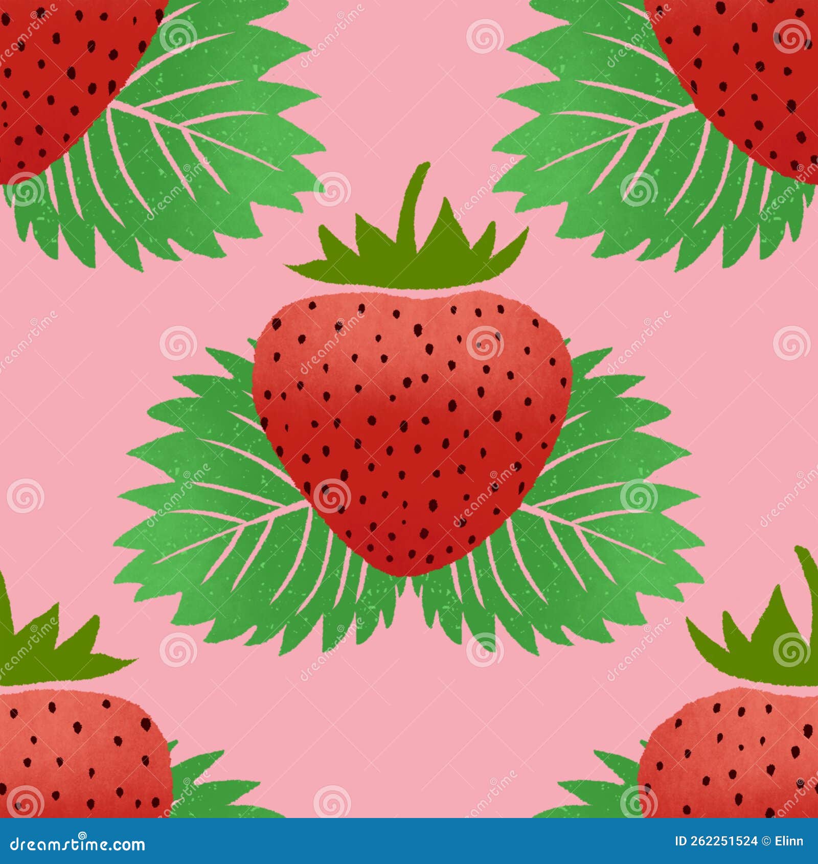 Strawberry Raster Seamless Pattern Tile on Pink Background Illustration ...