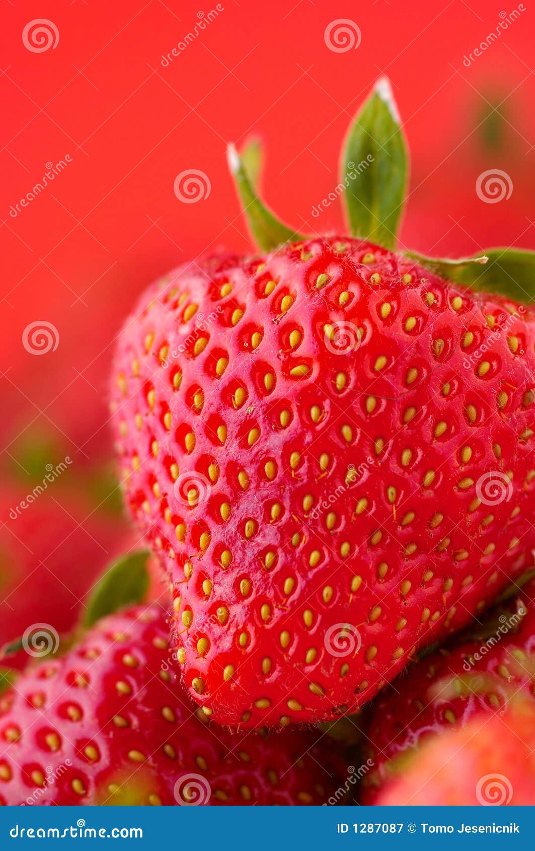 Strawberry on Red Background Stock Image - Image of healthy, love: 1287087