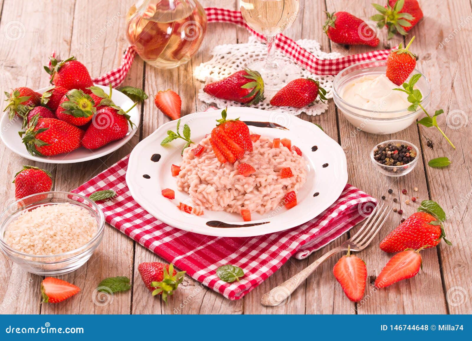 Strawberry risotto. stock photo. Image of gastronomy - 146744648