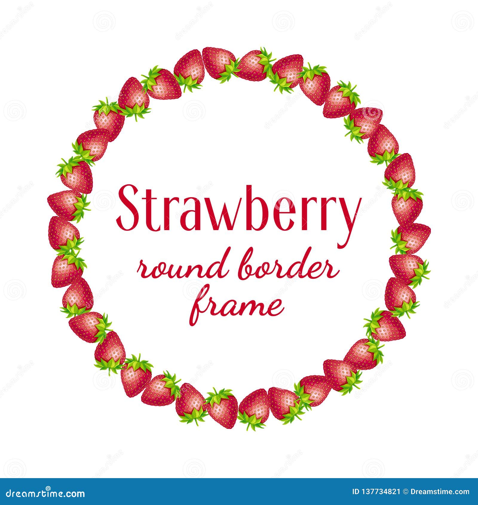 Strawberry Round Border Frame. Stock Vector - Illustration of delicious ...