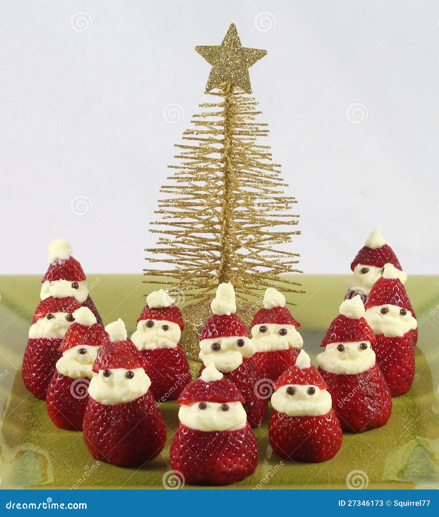 Strawberry Santas with Christmas Tree Stock Image - Image of berry ...