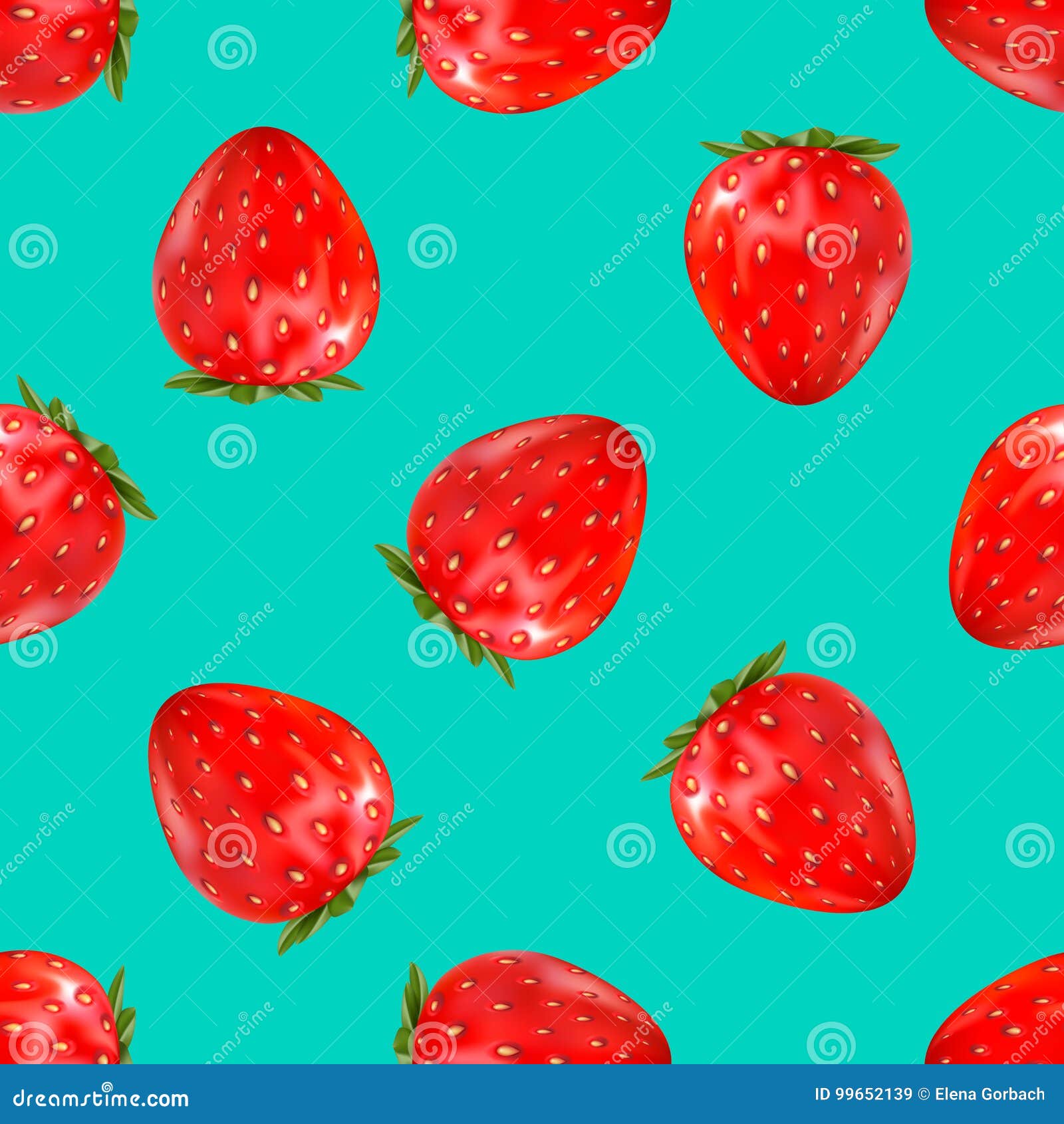 Strawberry Seamless Pattern. 3d Realistic Vector Illustration Isolated ...