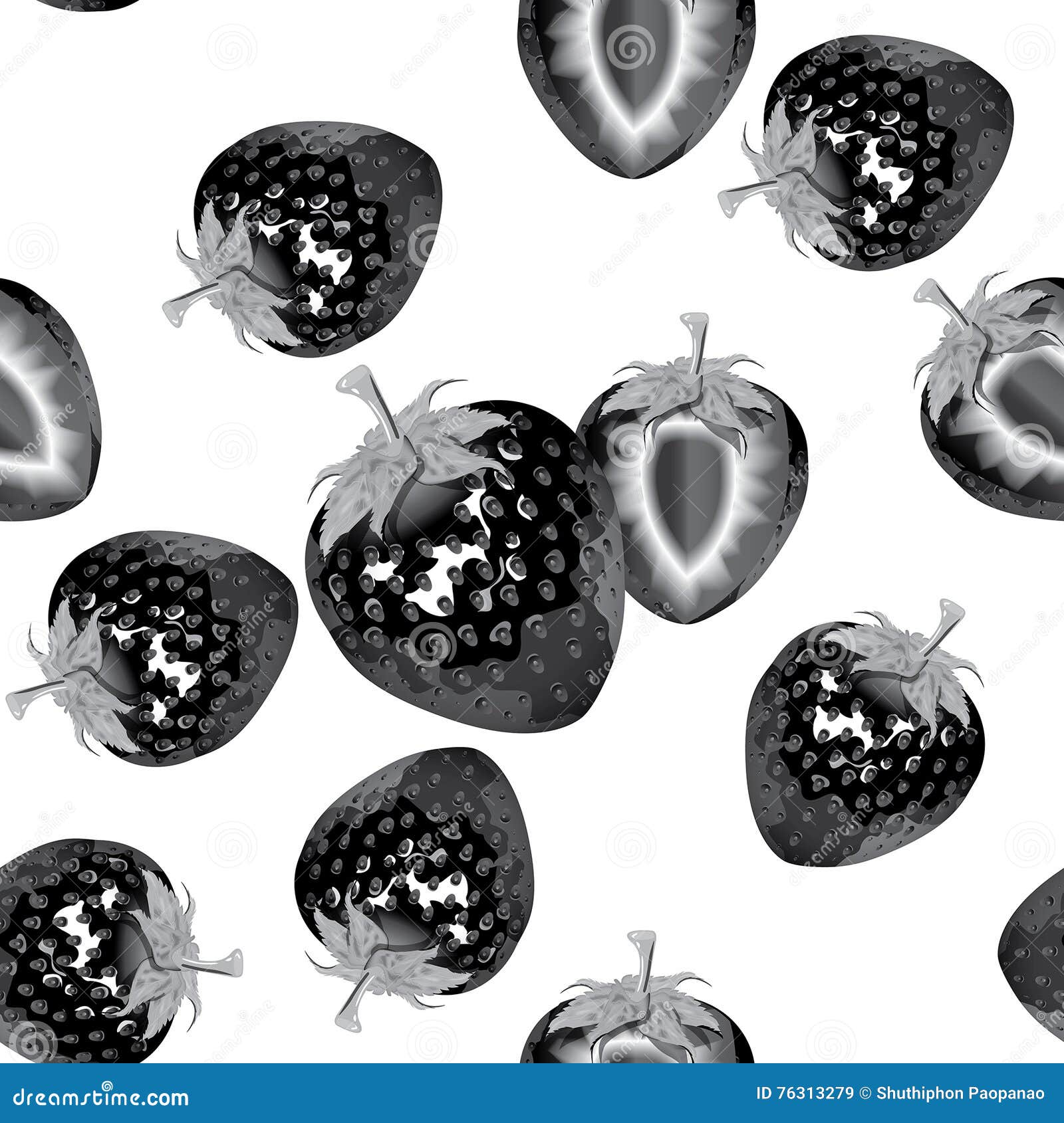 Strawberry Seamless Pattern Gray Color Stock Vector - Illustration of ...