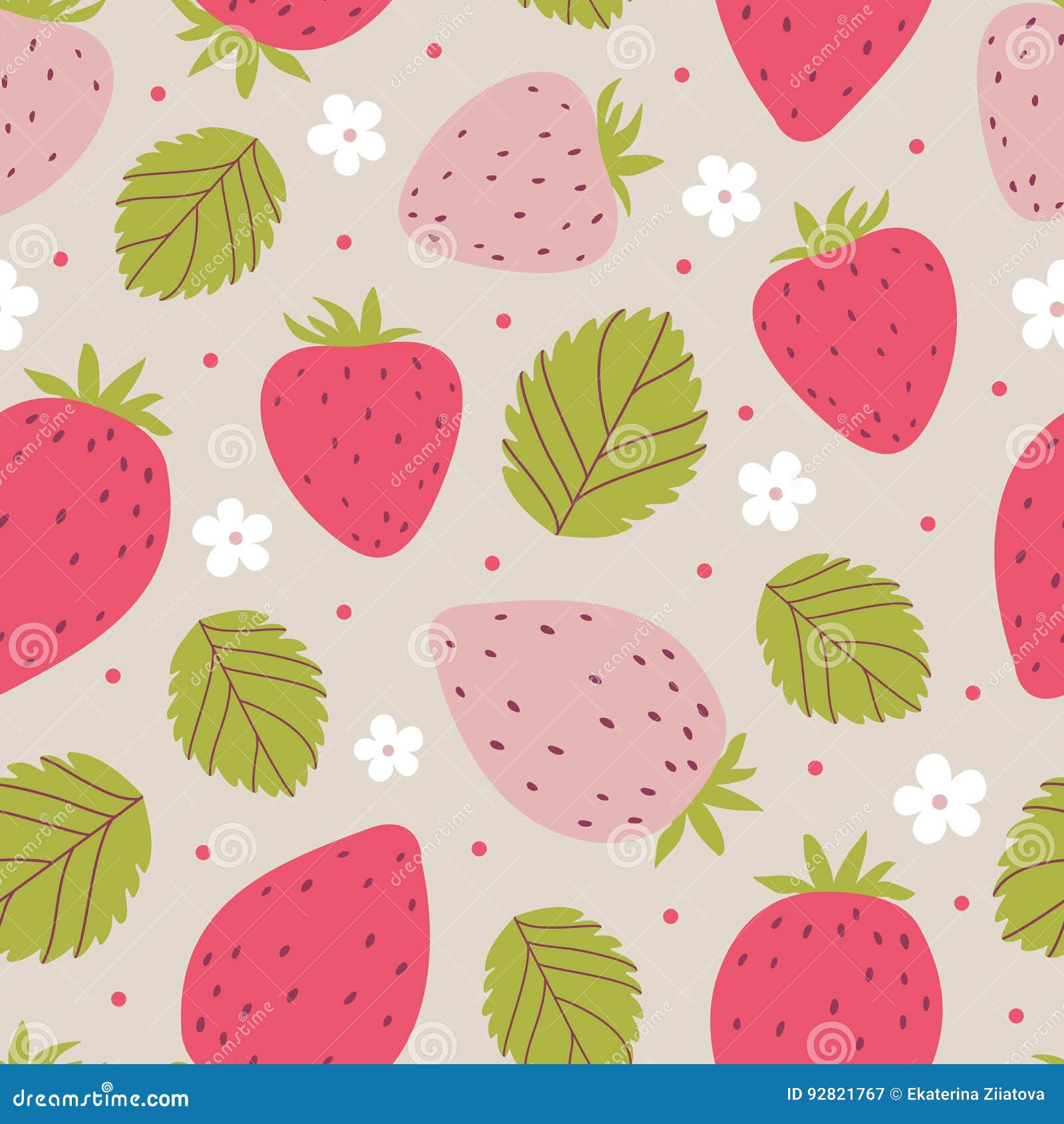 Strawberry Seamless Pattern in Pink Colors. Vector Illustration Stock ...
