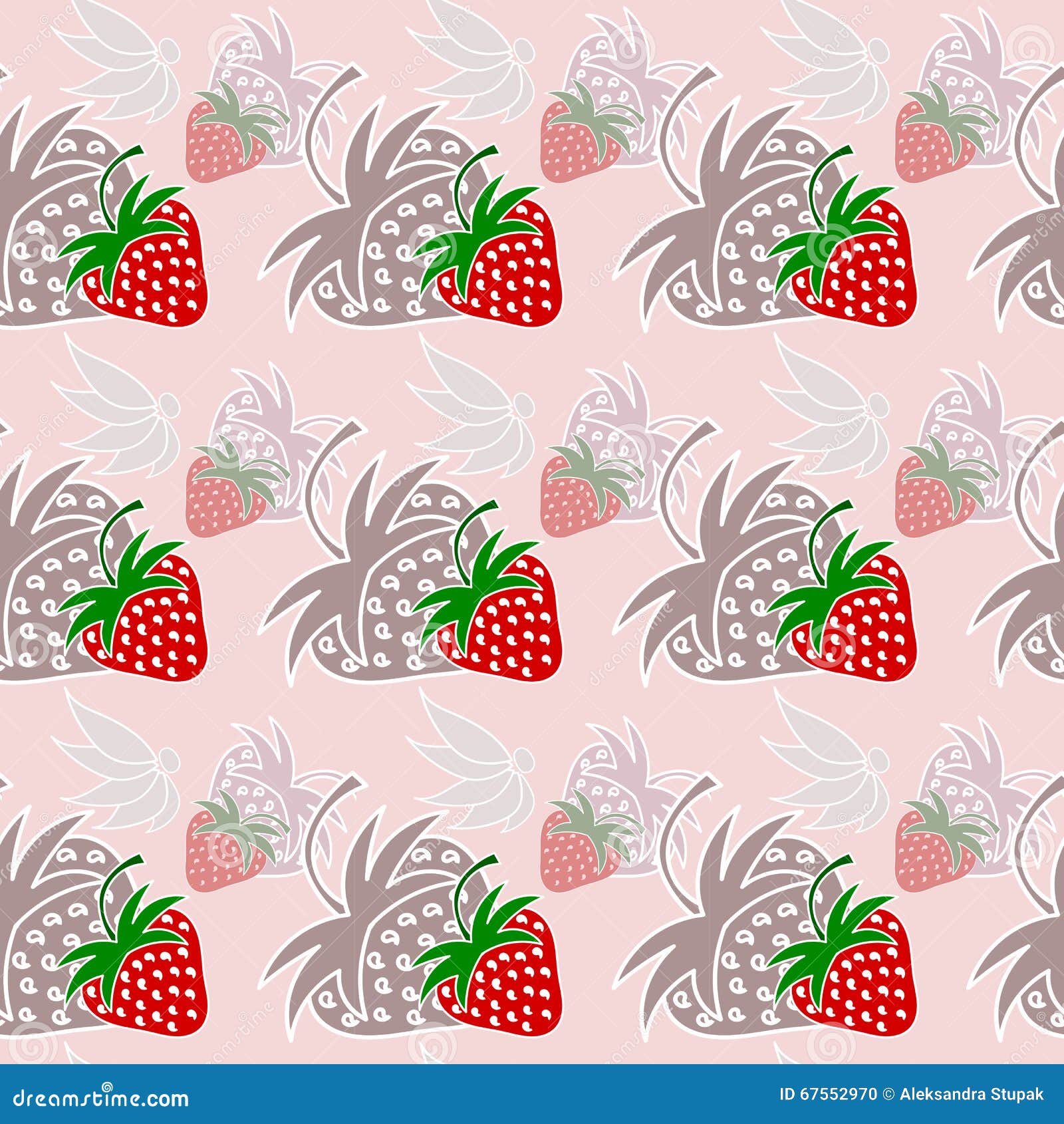 Strawberry Seamless Pattern with Shadow Pink Stock Illustration ...