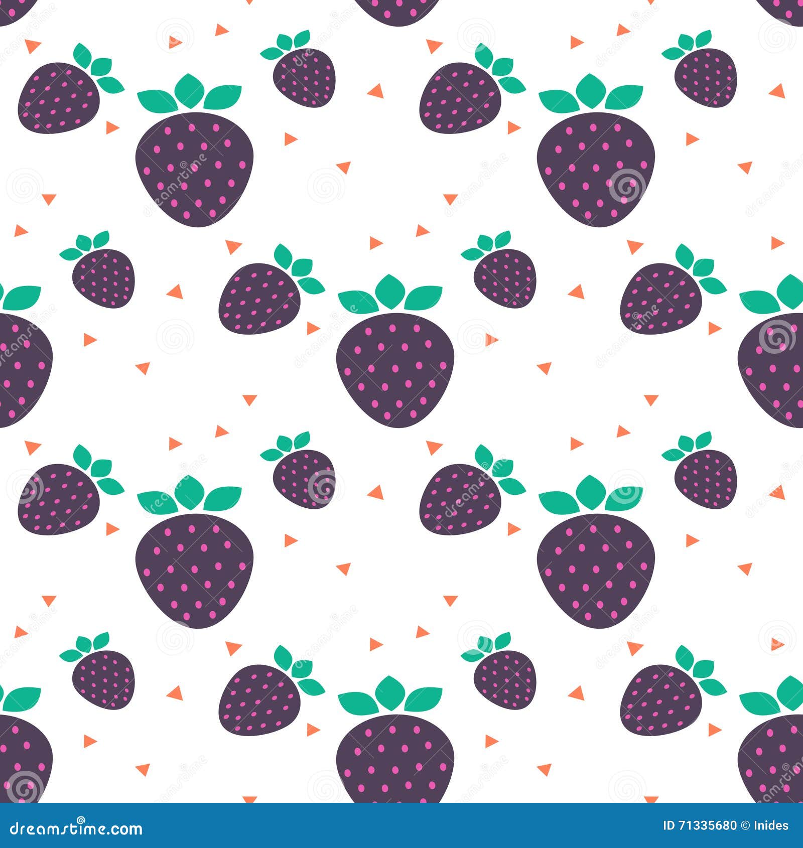 Strawberry Seamless Vector Pattern with Dots. Stock Vector ...