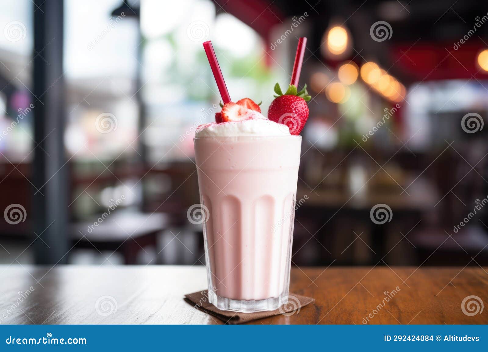A Strawberry Shake with a Straw Made of Recyclable Materials Stock ...