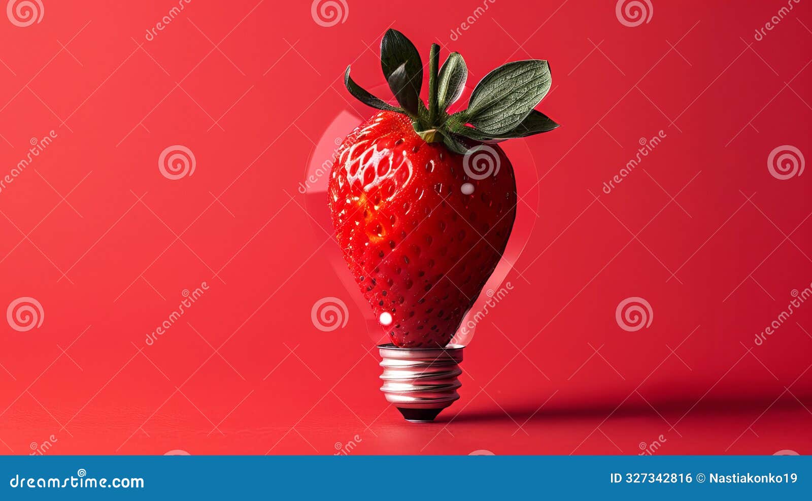 Strawberry Shaped Light Bulb on Red Background, Creative Concept Stock ...