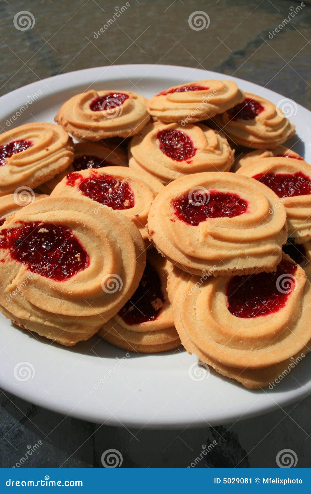 Strawberry Shortbread Cookies on a Plate Stock Image - Image of bread ...