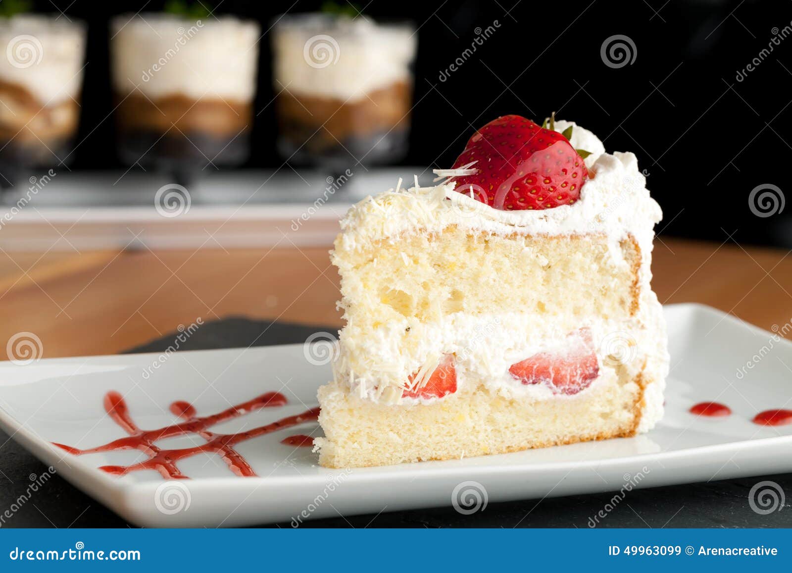 Strawberry Shortcake Slice stock image. Image of sponge - 49963099