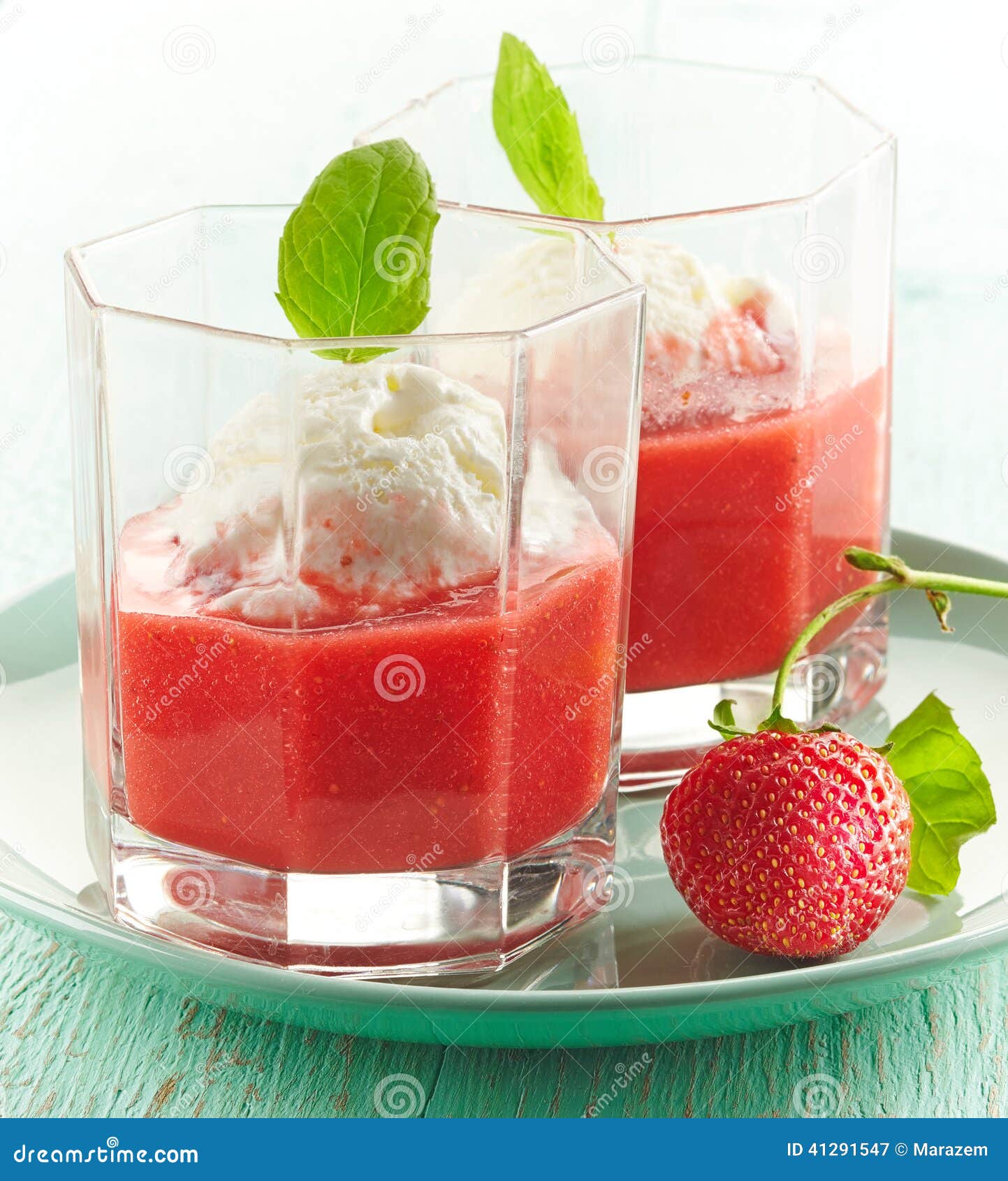 Strawberry Smoothie with Ice Cream Stock Image - Image of delicious ...