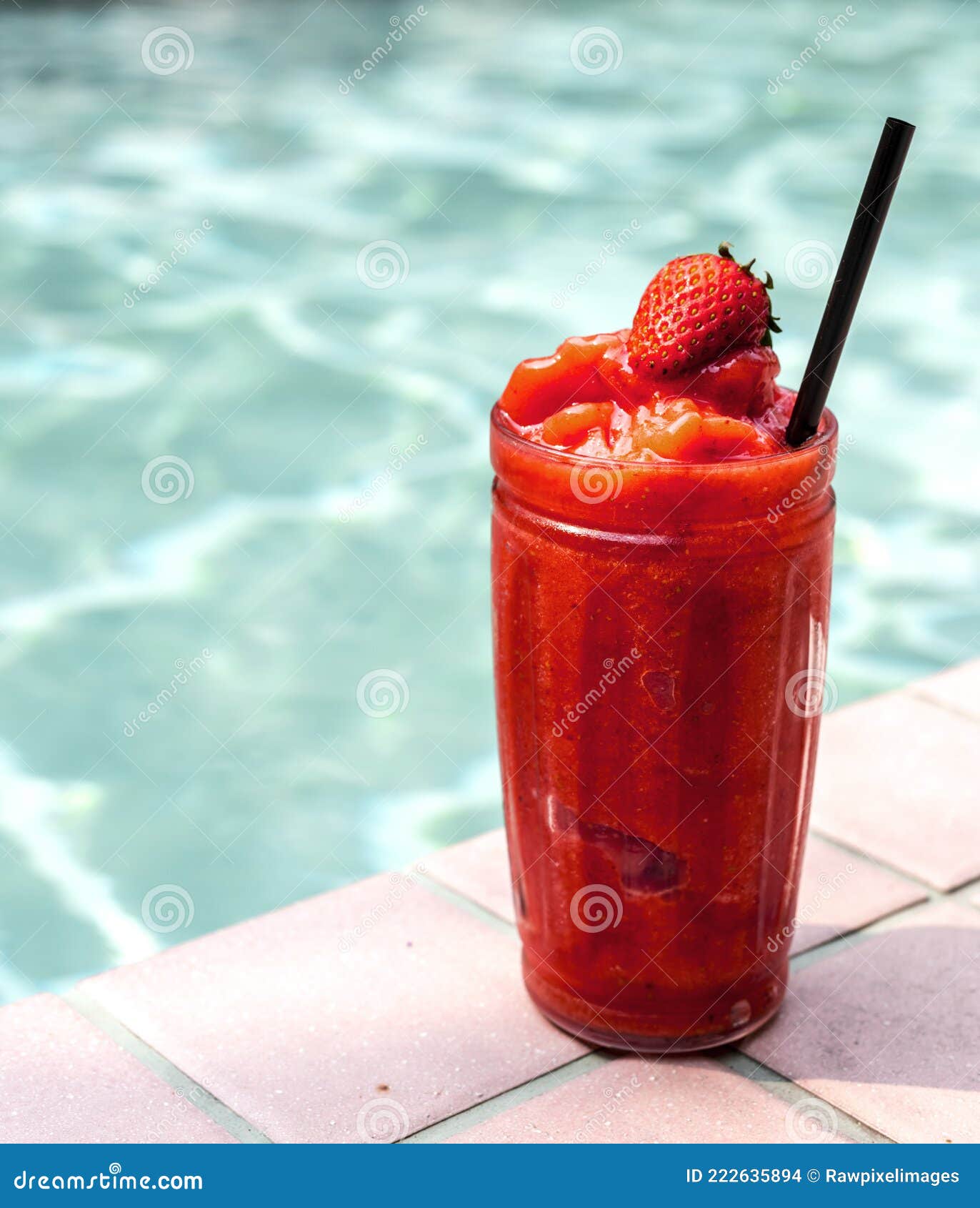 Strawberry Smoothie by the Swimming Pool Stock Photo - Image of aquatic ...