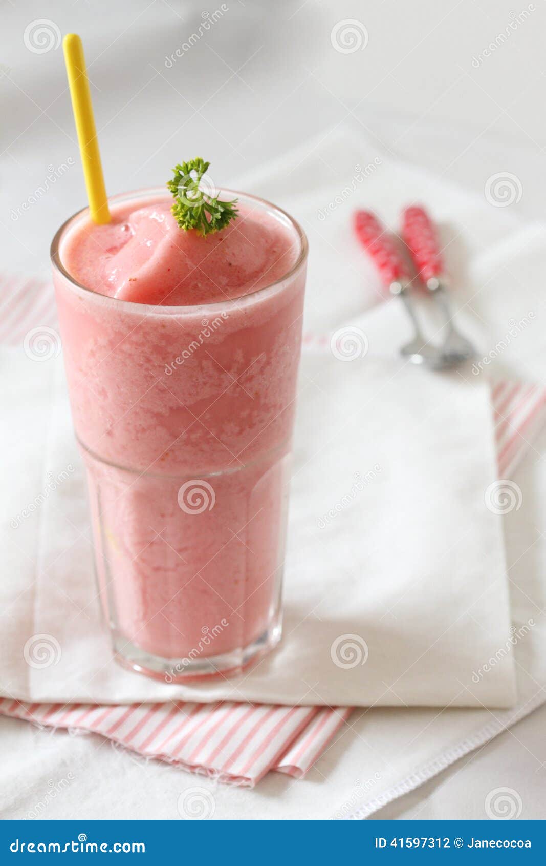 Strawberry Smoothies Drinks on White Background Stock Photo - Image of ...