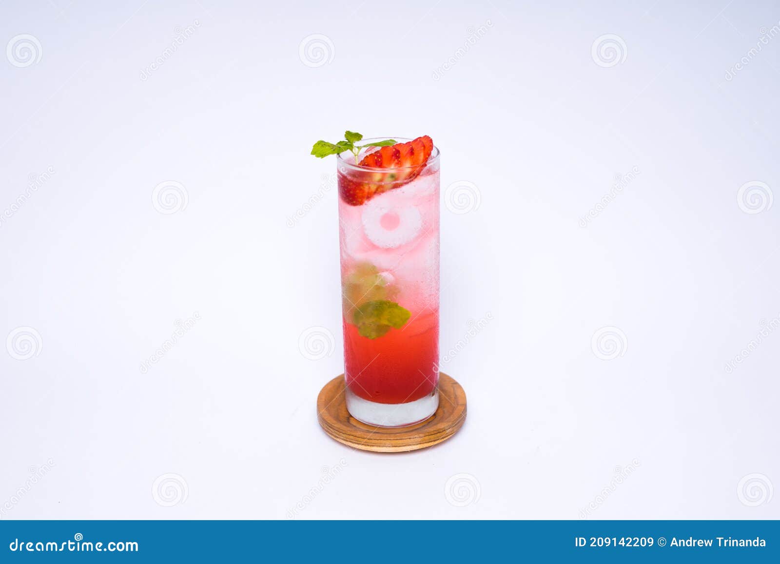 Strawberry Soda Drink with White Background Stock Image - Image of ...
