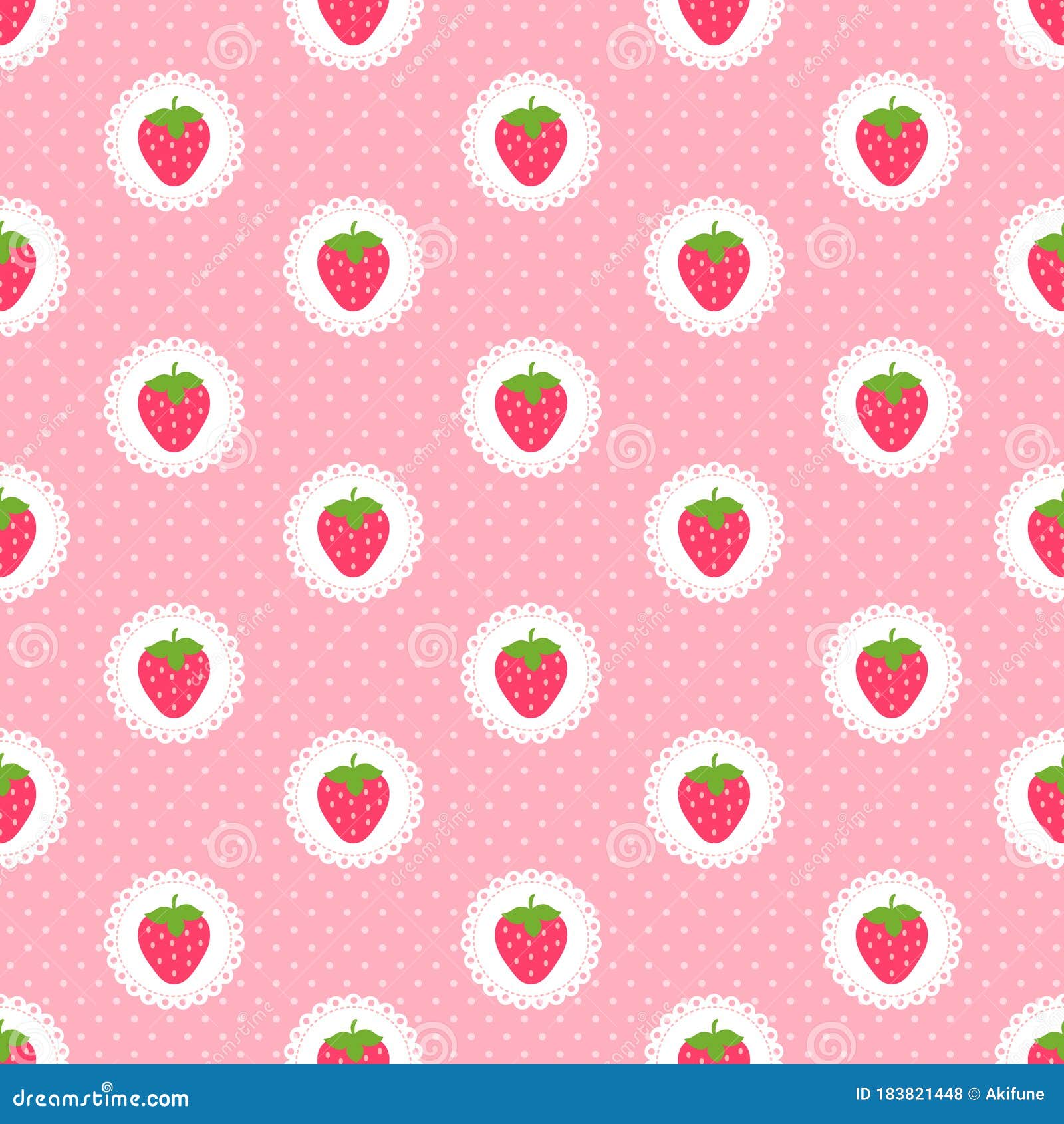 Strawberry Soft Pink with Small Polkadots Seamless Pattern. Repeatable ...