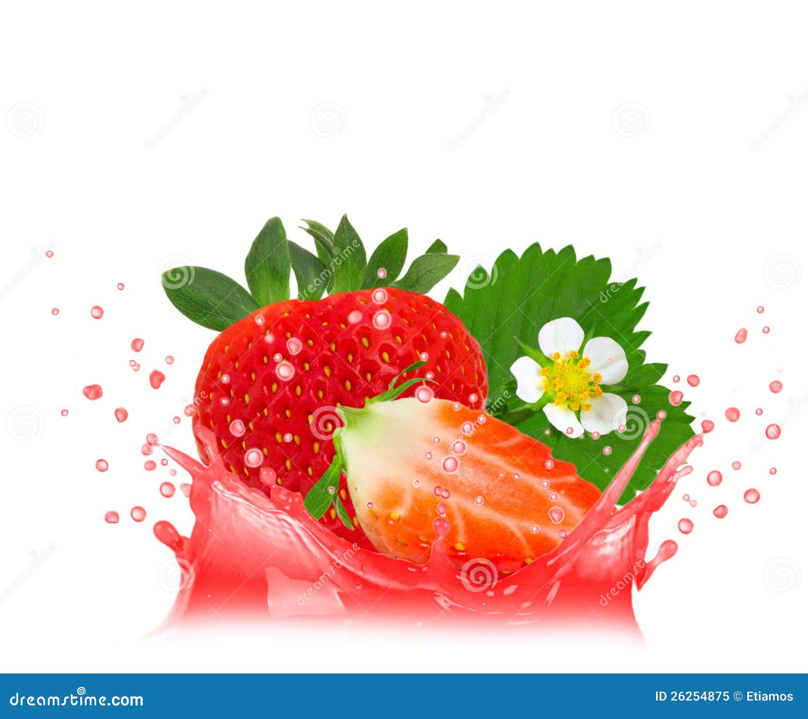 Strawberry splash stock image. Image of harvest, green - 26254875