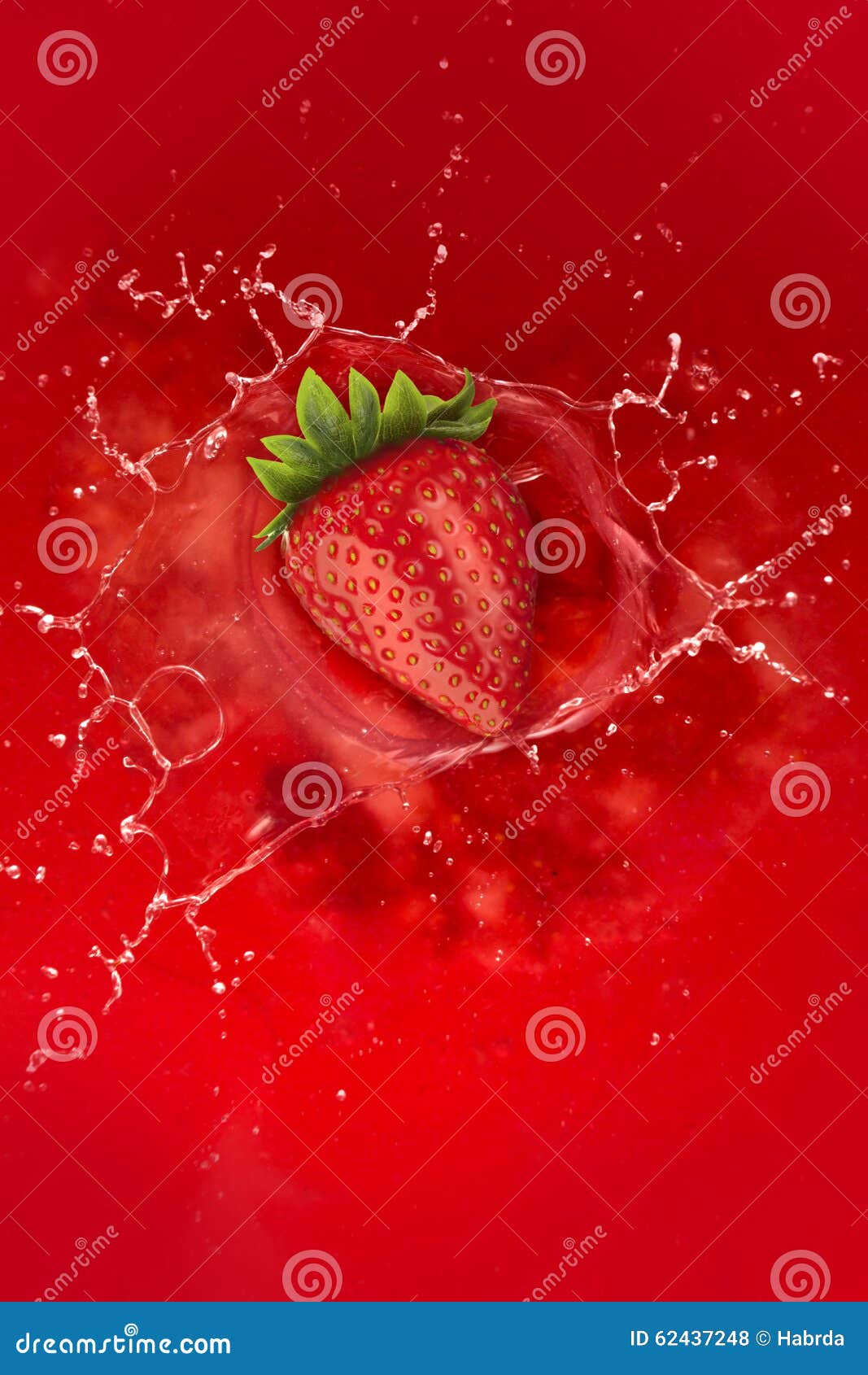 Strawberry Splash into Juice Stock Photo - Image of closeup, water ...