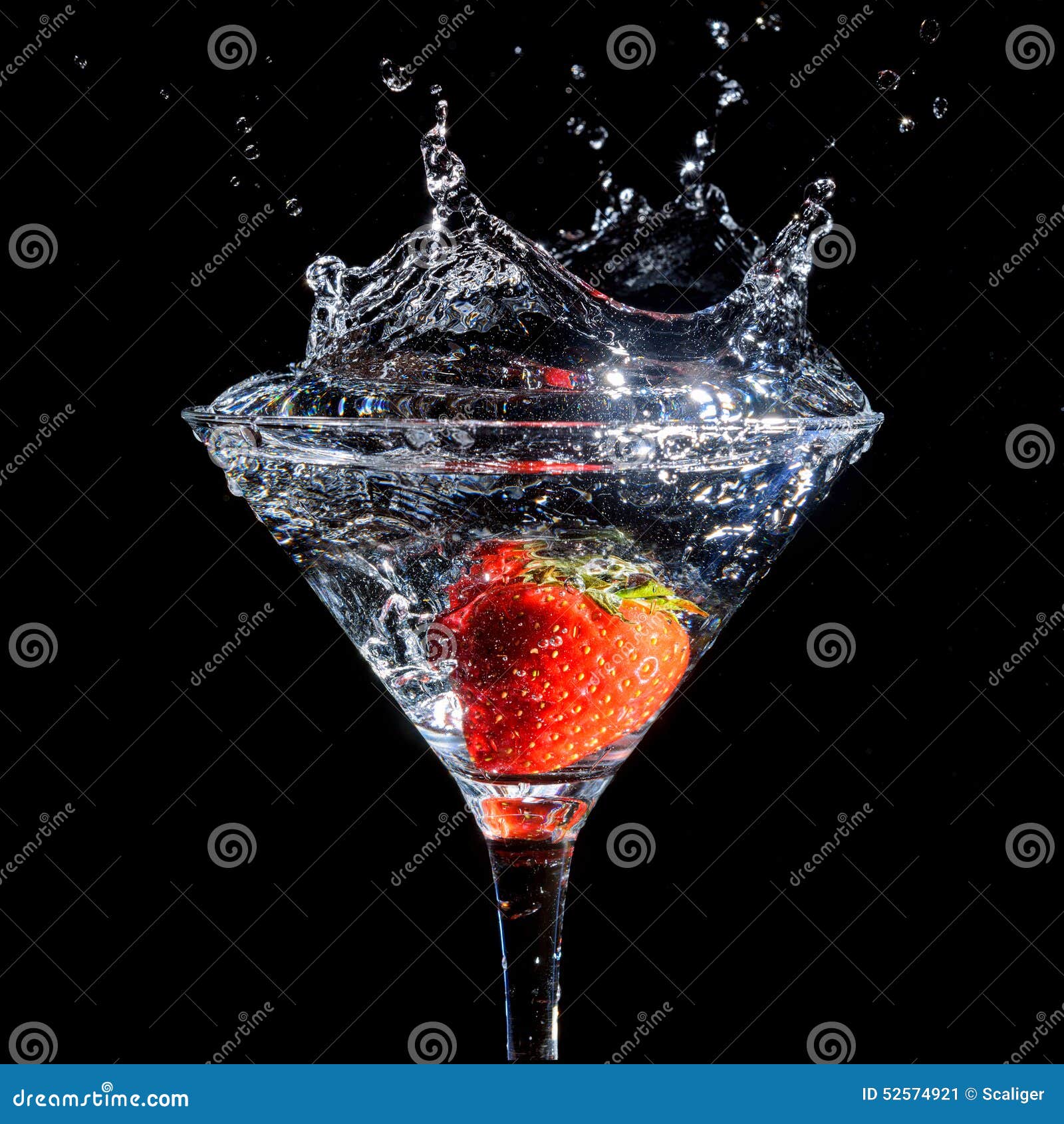 Strawberry Splashing into Glass of Martini Stock Image - Image of fluid ...