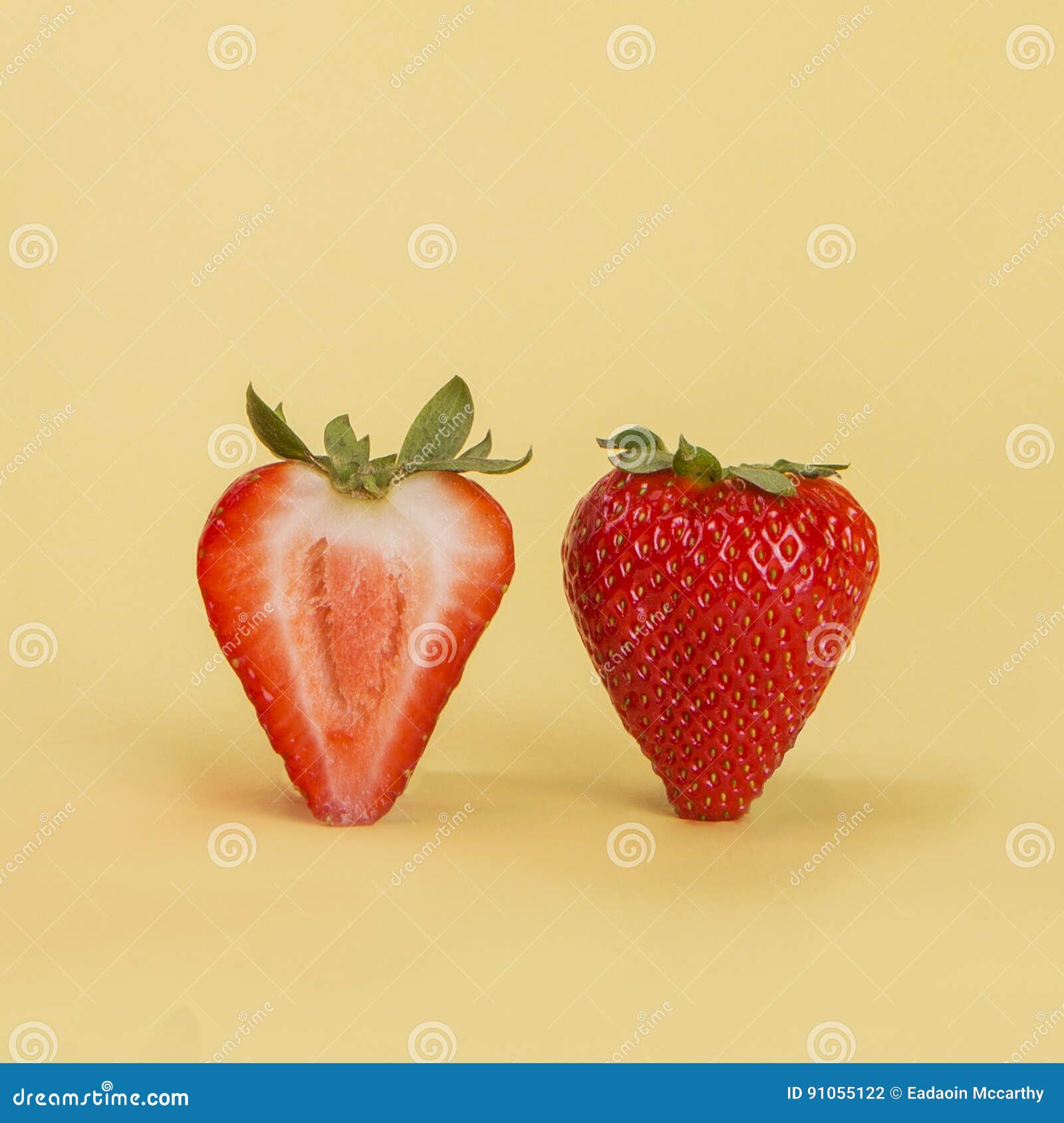 A Strawberry Split into Two Stock Photo - Image of outside, berry: 91055122