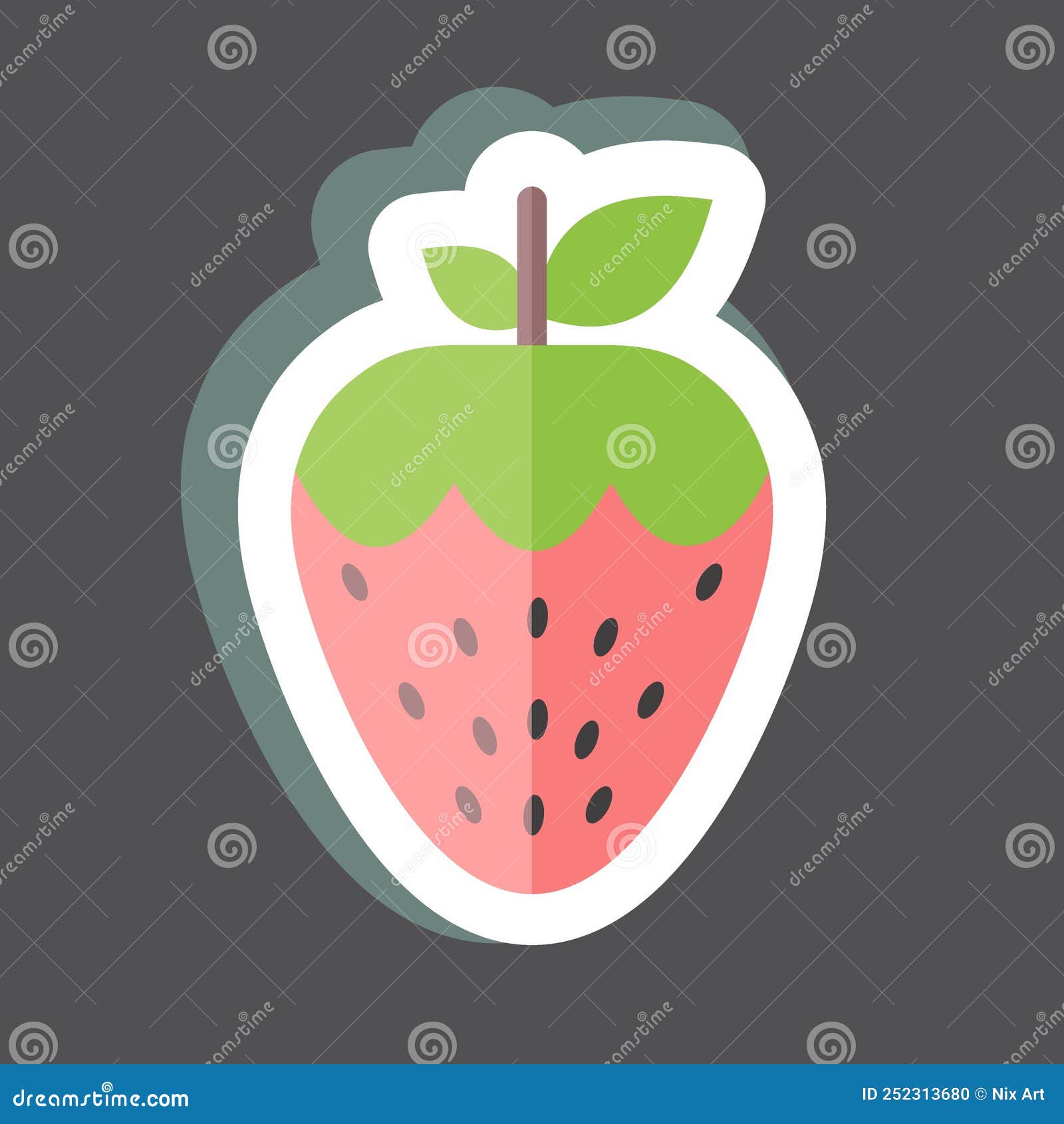 Strawberry Sticker in Trendy Isolated on Black Background Stock ...