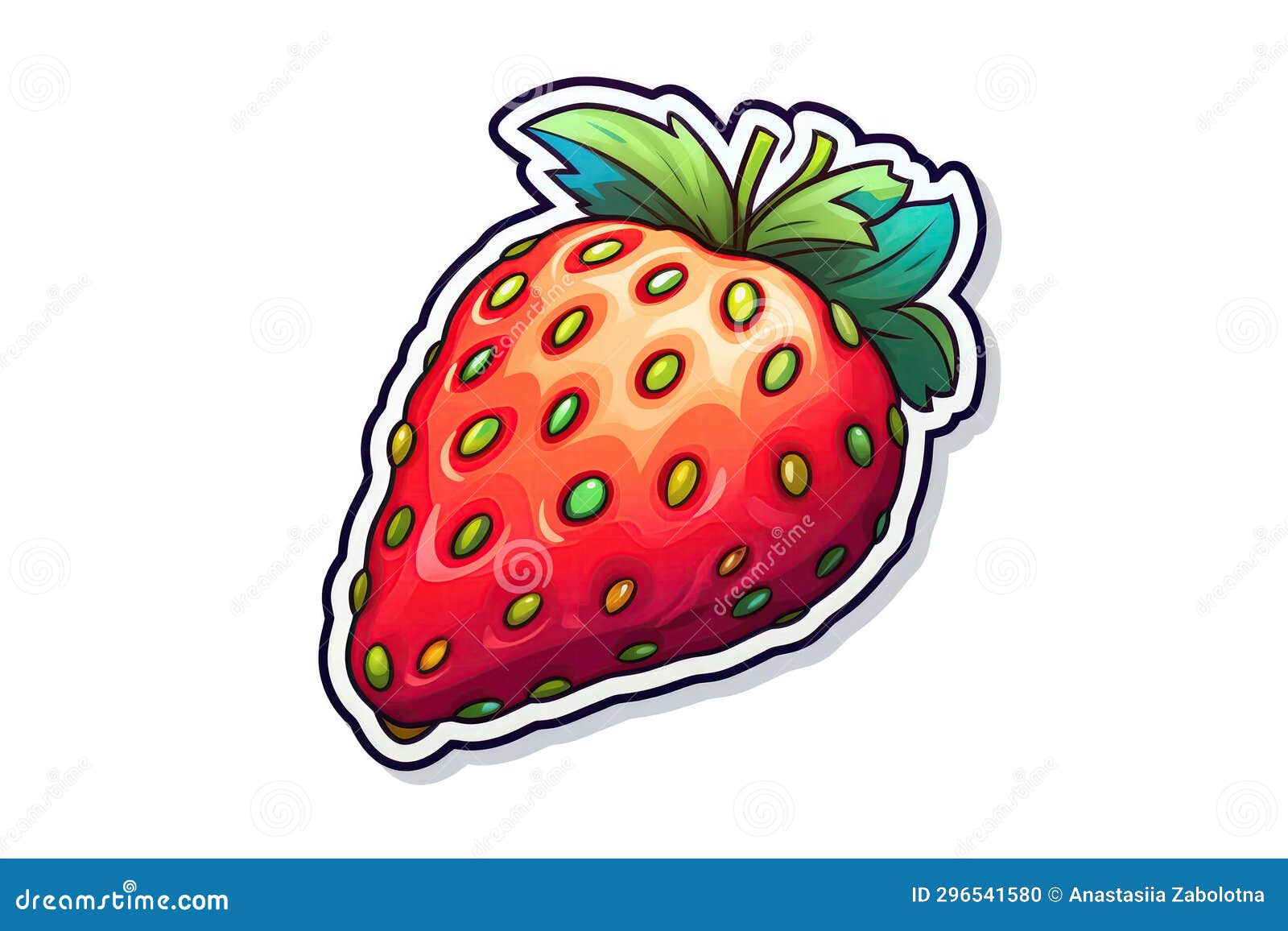 Strawberry Sticker on White Background. Generative AI Stock ...