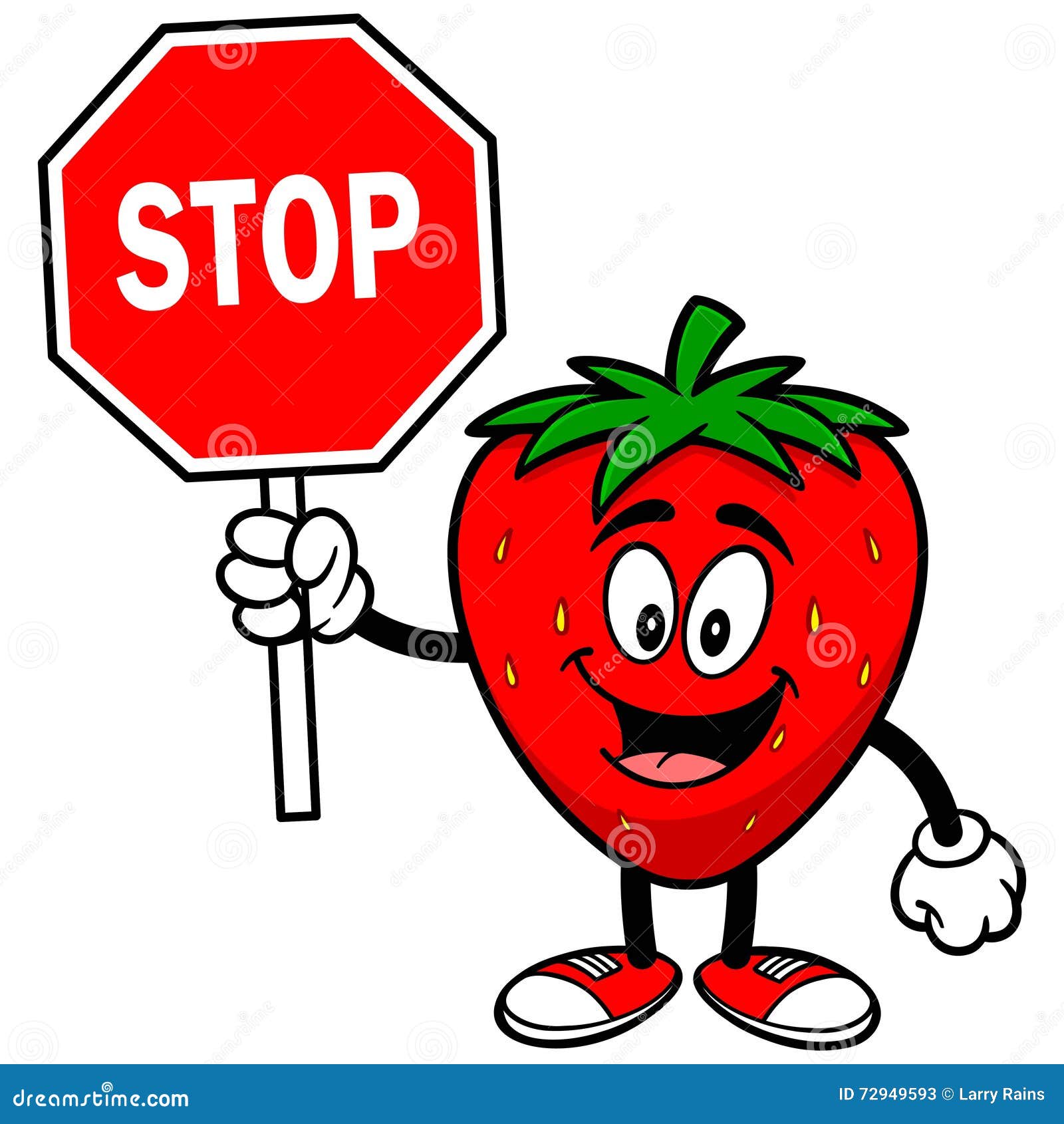 Strawberry with a Stop Sign Stock Vector - Illustration of vector ...