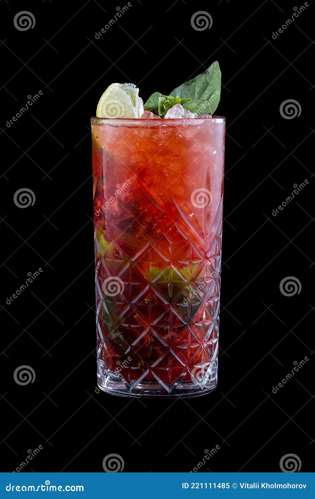 Strawberry Summer Lemonade on a Black Background. Isolated Stock Image ...