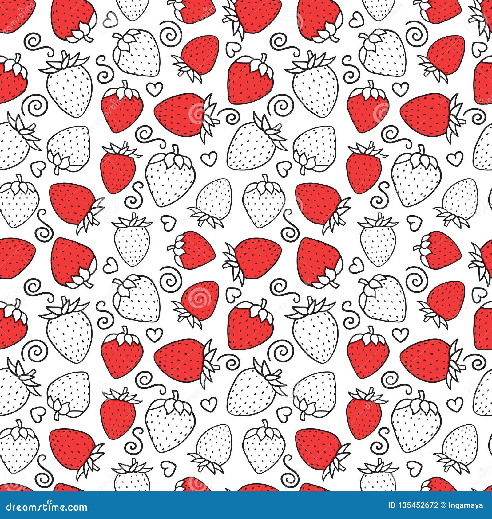 Strawberry Sweet Seamless Pattern. Design Surface Texture. Hand Drawn ...