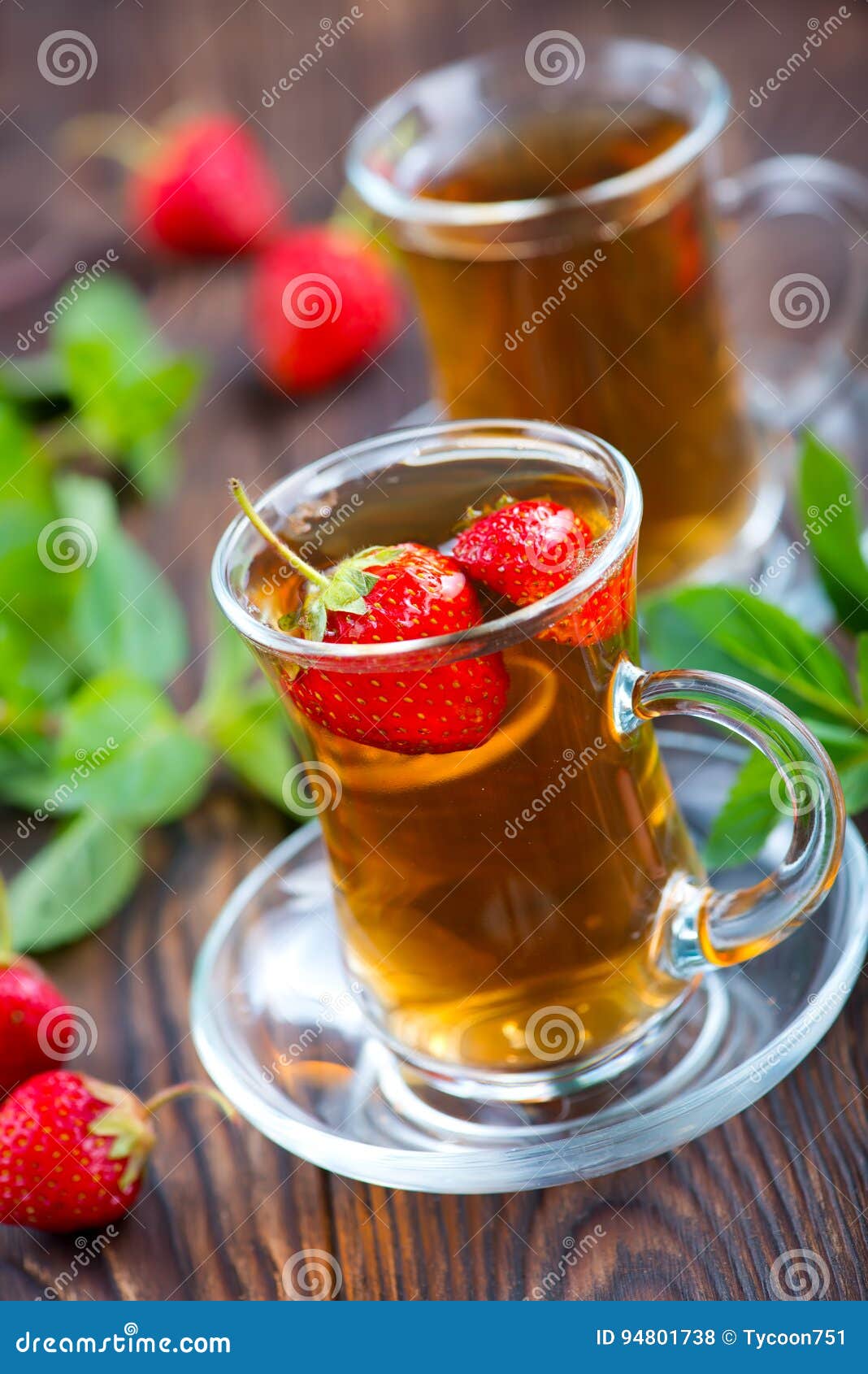 Strawberry tea stock photo. Image of cups, breakfast - 94801738